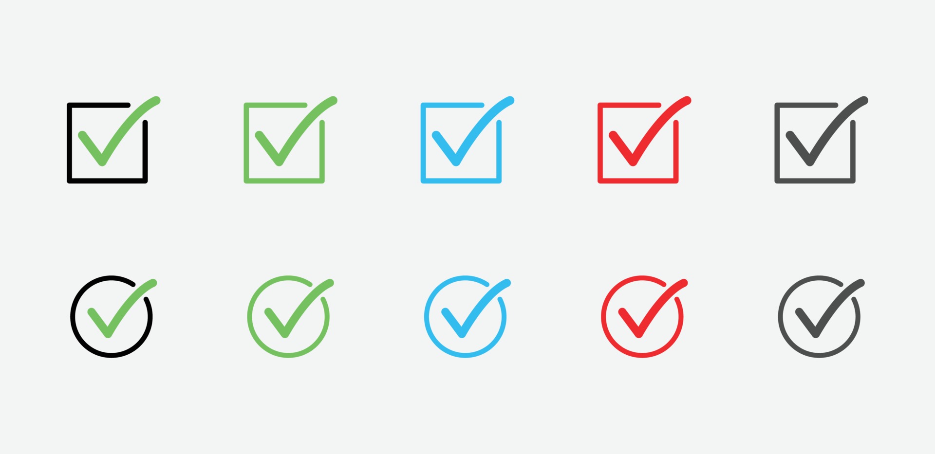 Check Mark Icons Set Of Check Marks Green Tick Yes Or No Accept And