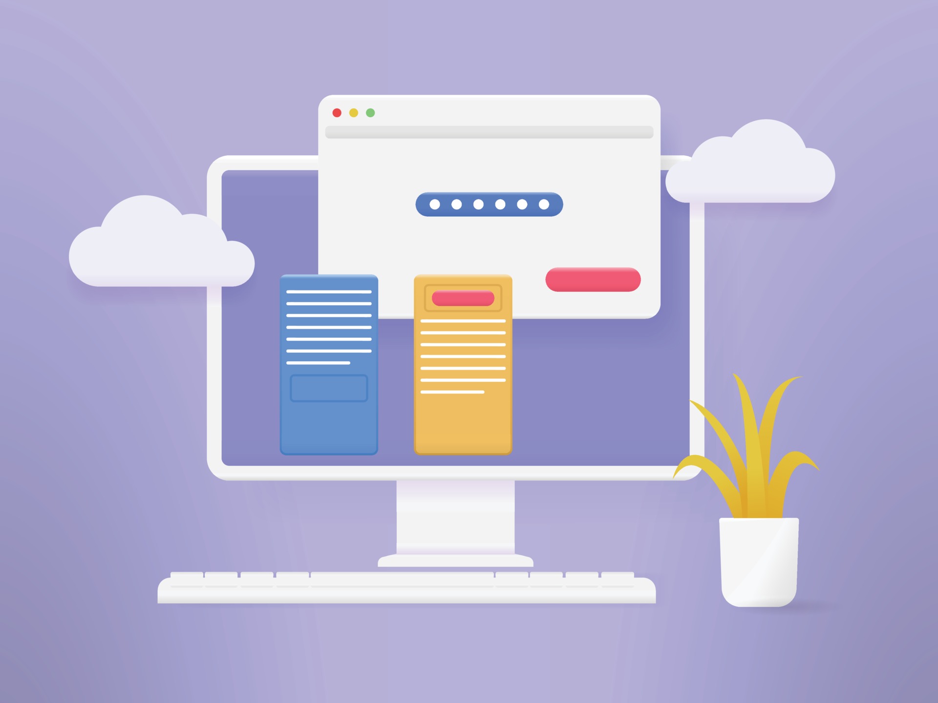 3d Computer Account Login And Password Form Page On Screen Login