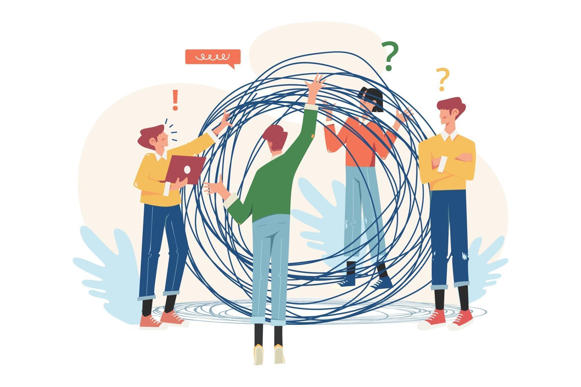 Business concept problem solving tangled and unraveled 2085397 Vector ...