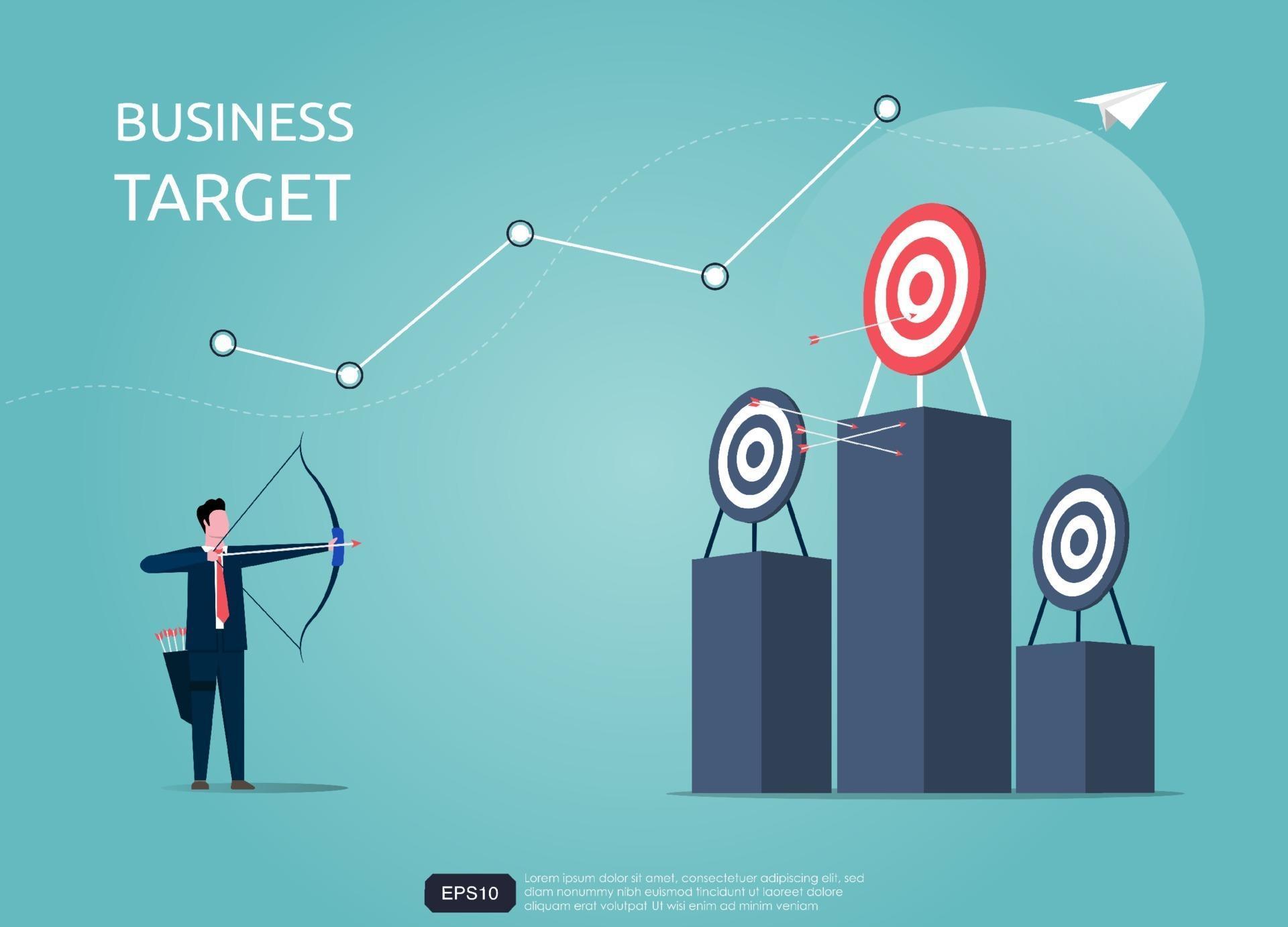 Businessman Aiming The Target With Arrow Focus On Target Vector