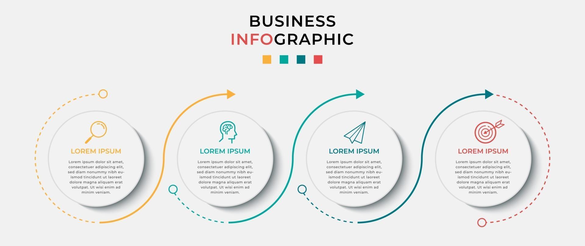 Business Infographic design template Vector with icons and 4 four options or steps. Can be used ...