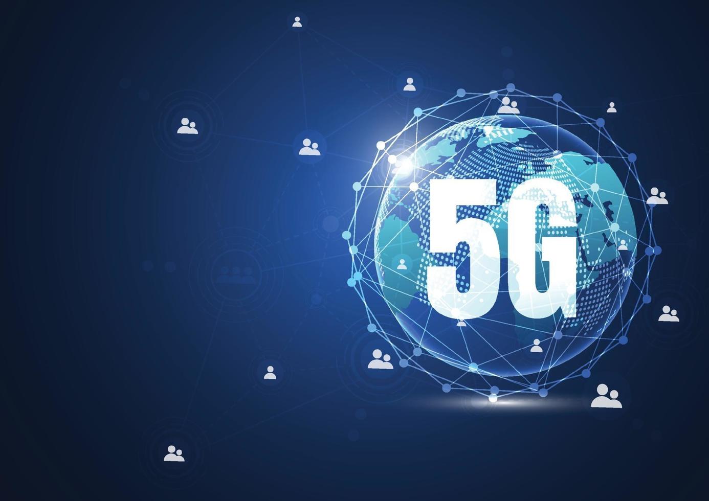 5G global network connection. World map point and line composition ...