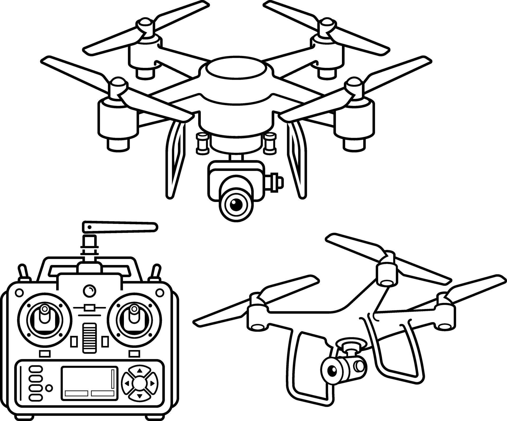 Drone Silhouette Line Icons Set Vector Illustration 2094509 Vector