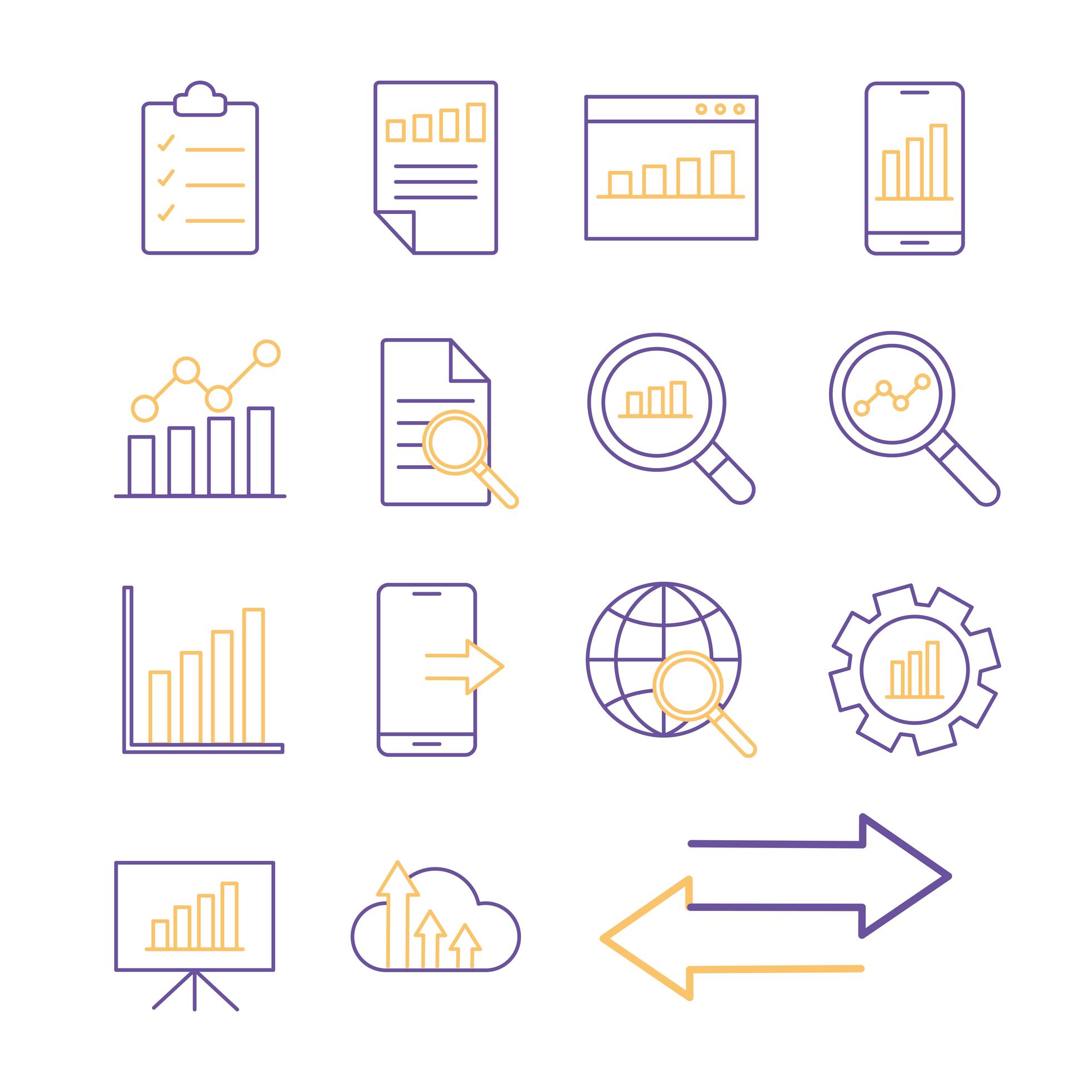 Data analysis line style icon set 2097209 Vector Art at Vecteezy