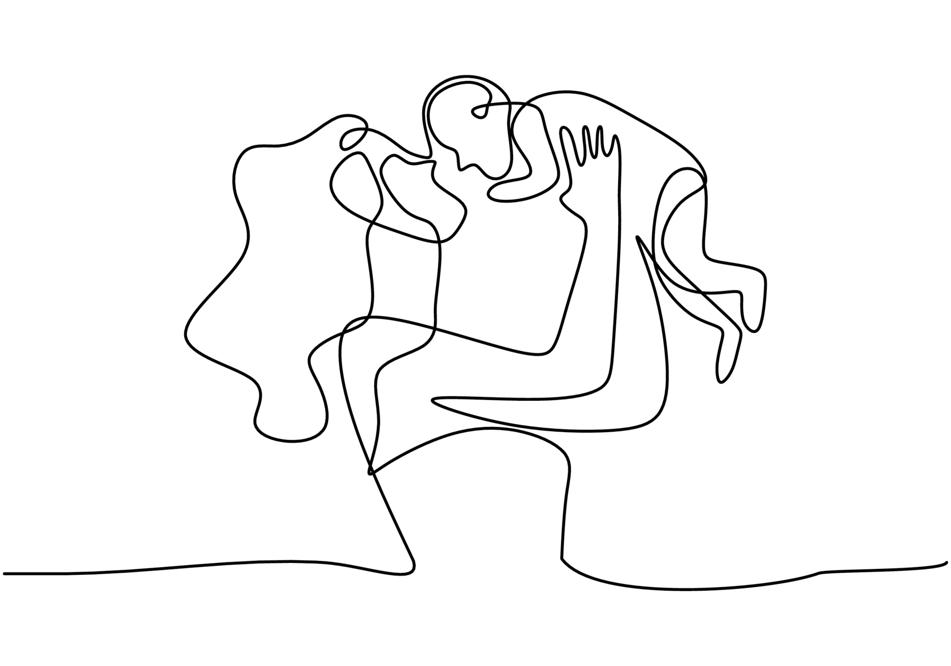 Continuous one line drawing of a woman hold her baby. Happy Mother day ...