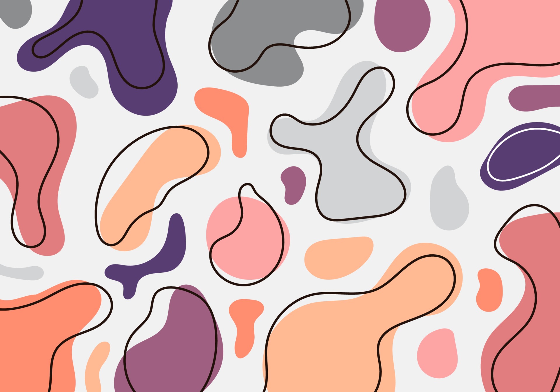 Composición De Patrón De Formas Orgánicas Mínimas Abstractas Color Rosa Gris Púrpura Con