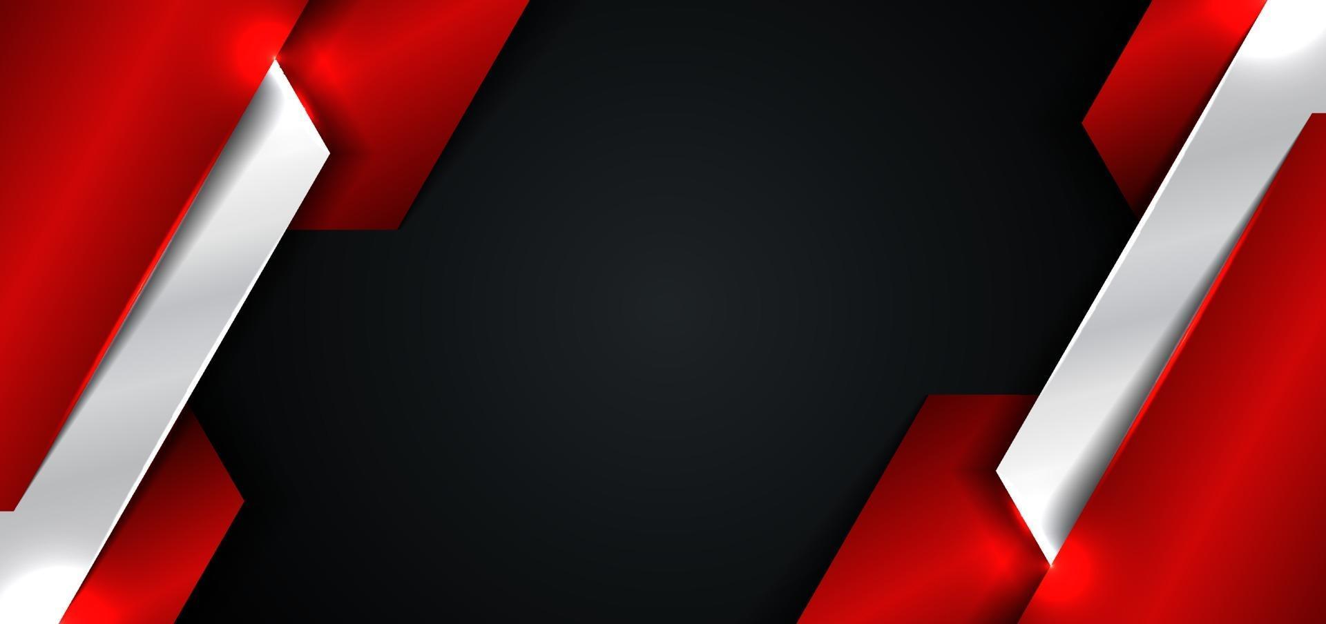 Banner Web Template Design Abstract Red And Silver Metallic Metal Geometric Overlapping Layer On