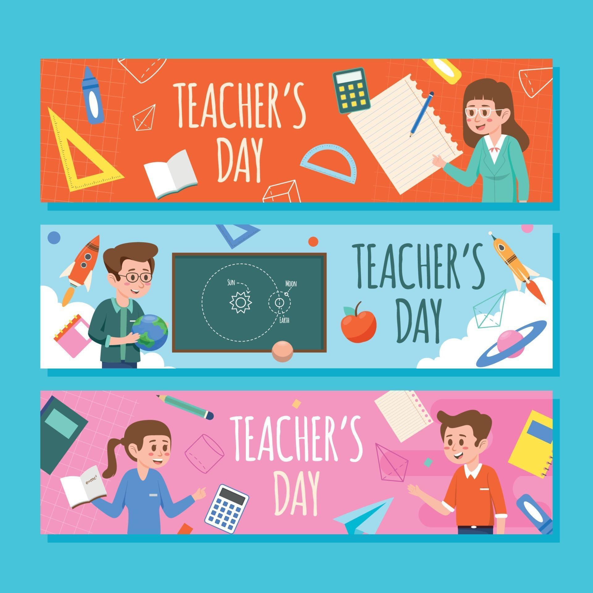 Teachers Day Banner Collection 2114728 Vector Art At Vecteezy