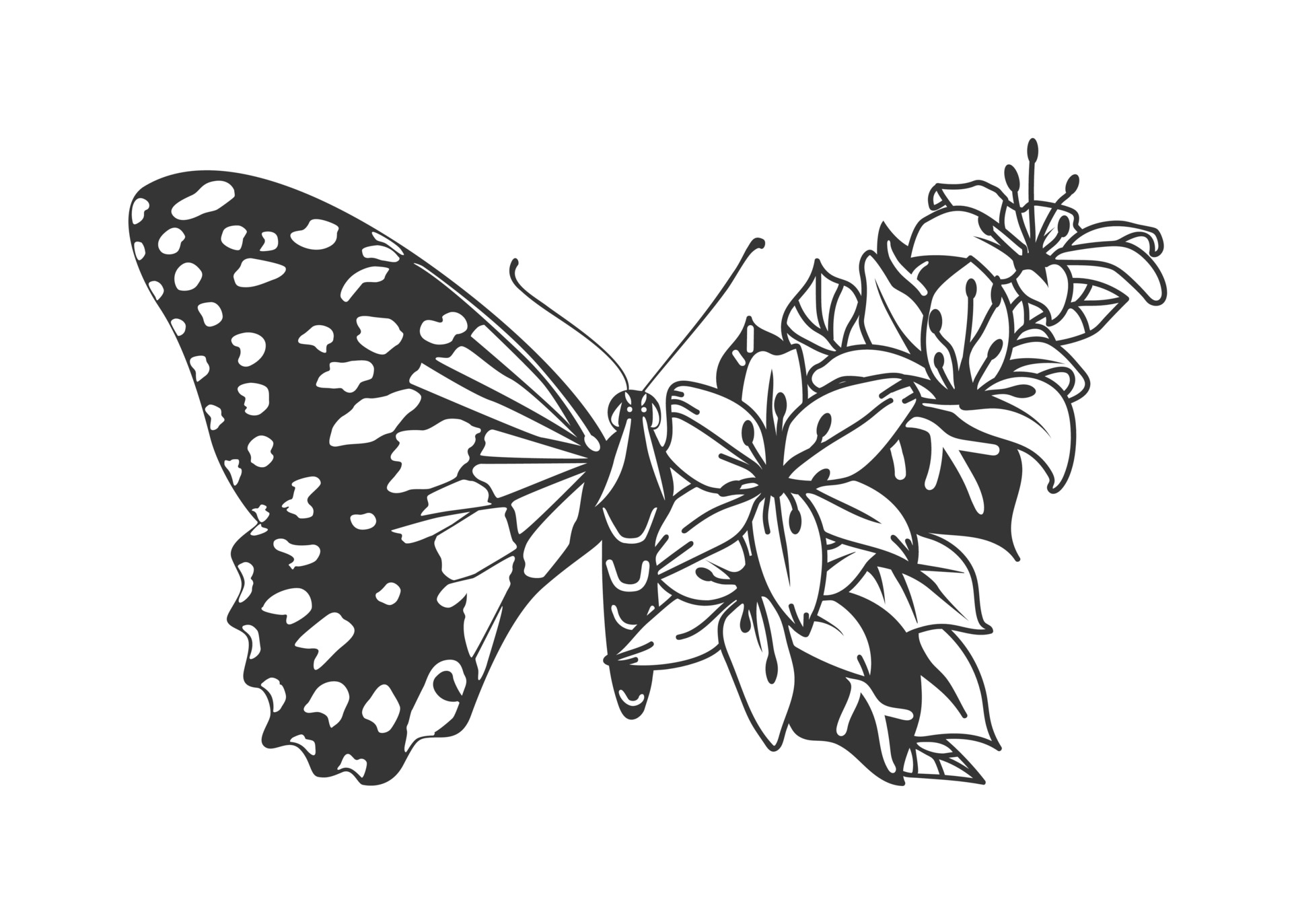 Butterfly with flower wing. Floral butterfly. Lily flowers. 2115726 ... Butterfly with flower wing. Floral butterfly. Lily flowers. 2115726 ...