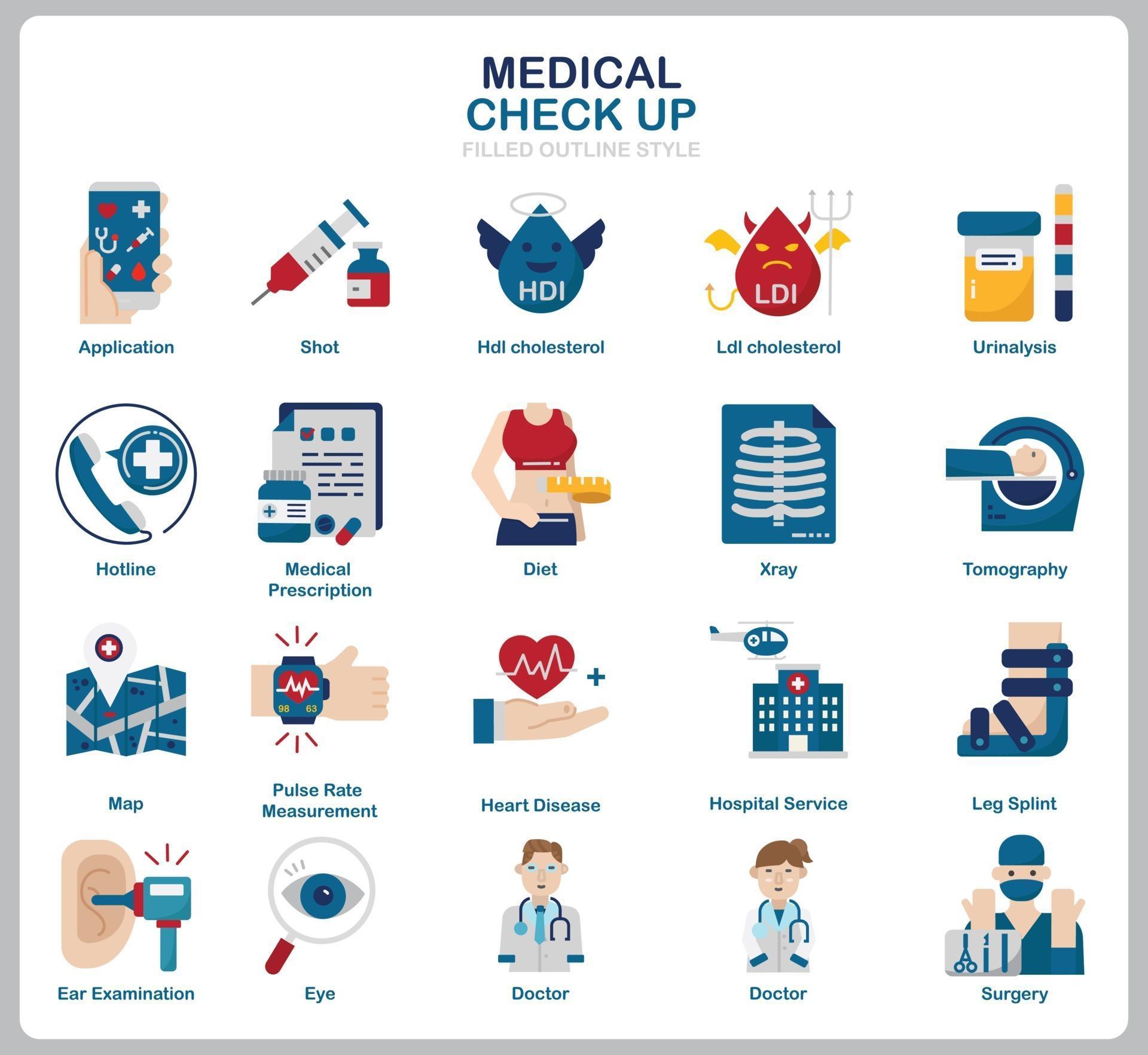 Medical Check Up icon set for website, document, poster design ...
