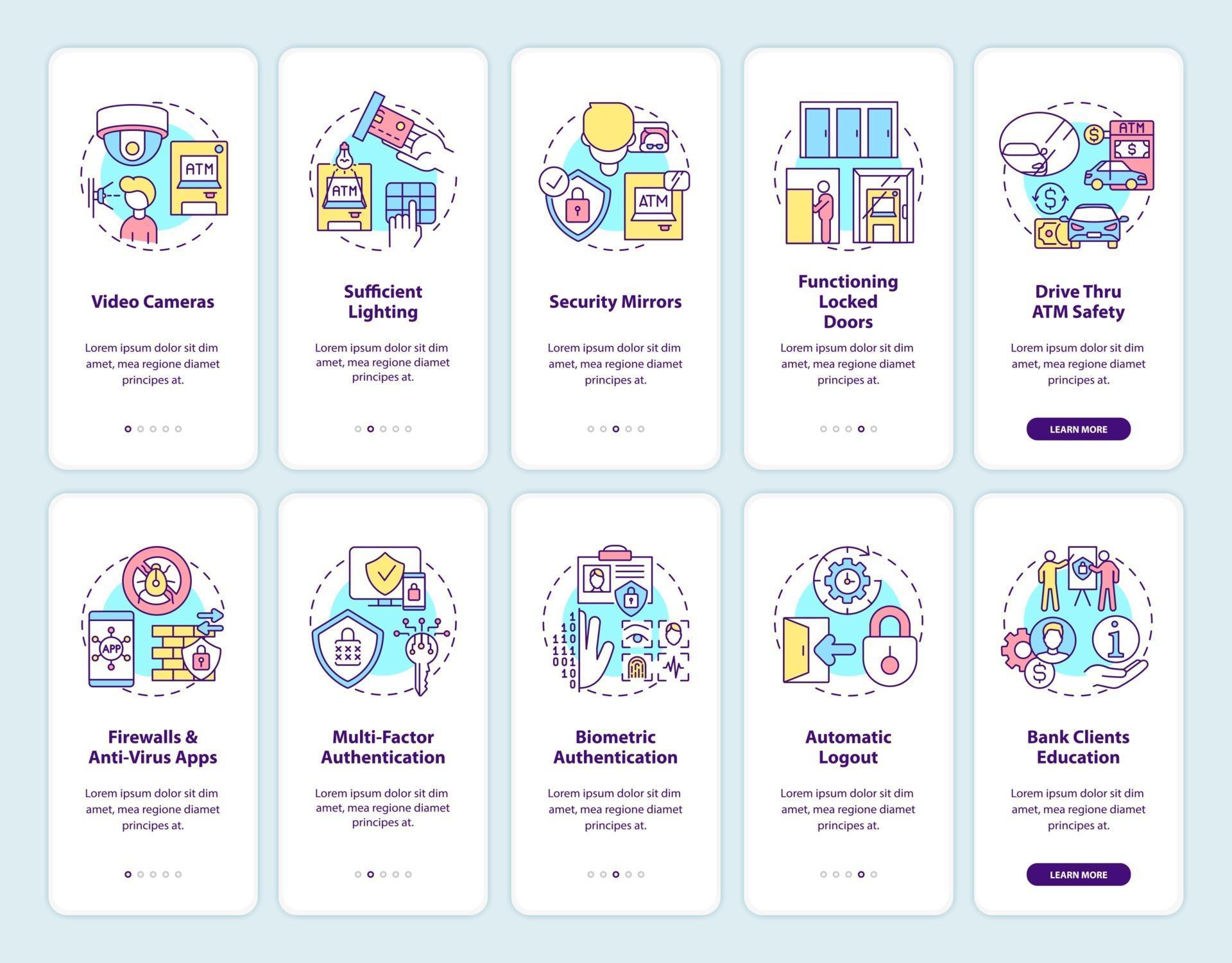 Banking Security Onboarding Mobile App Page Screen With Concepts Set