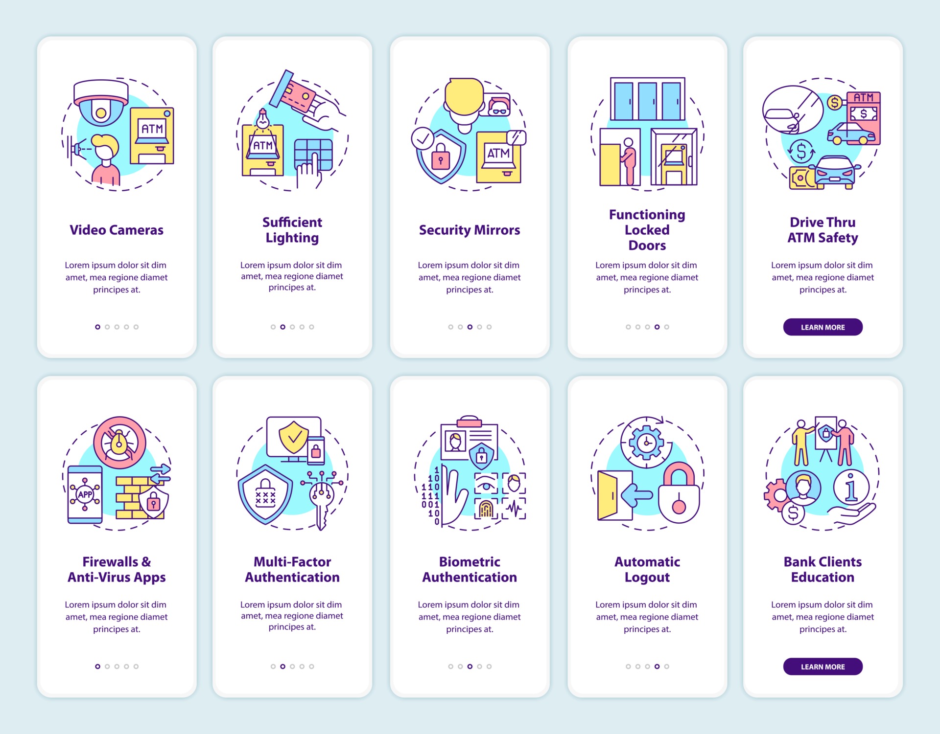 Banking Security Onboarding Mobile App Page Screen With Concepts Set 2128490 Vector Art At Vecteezy