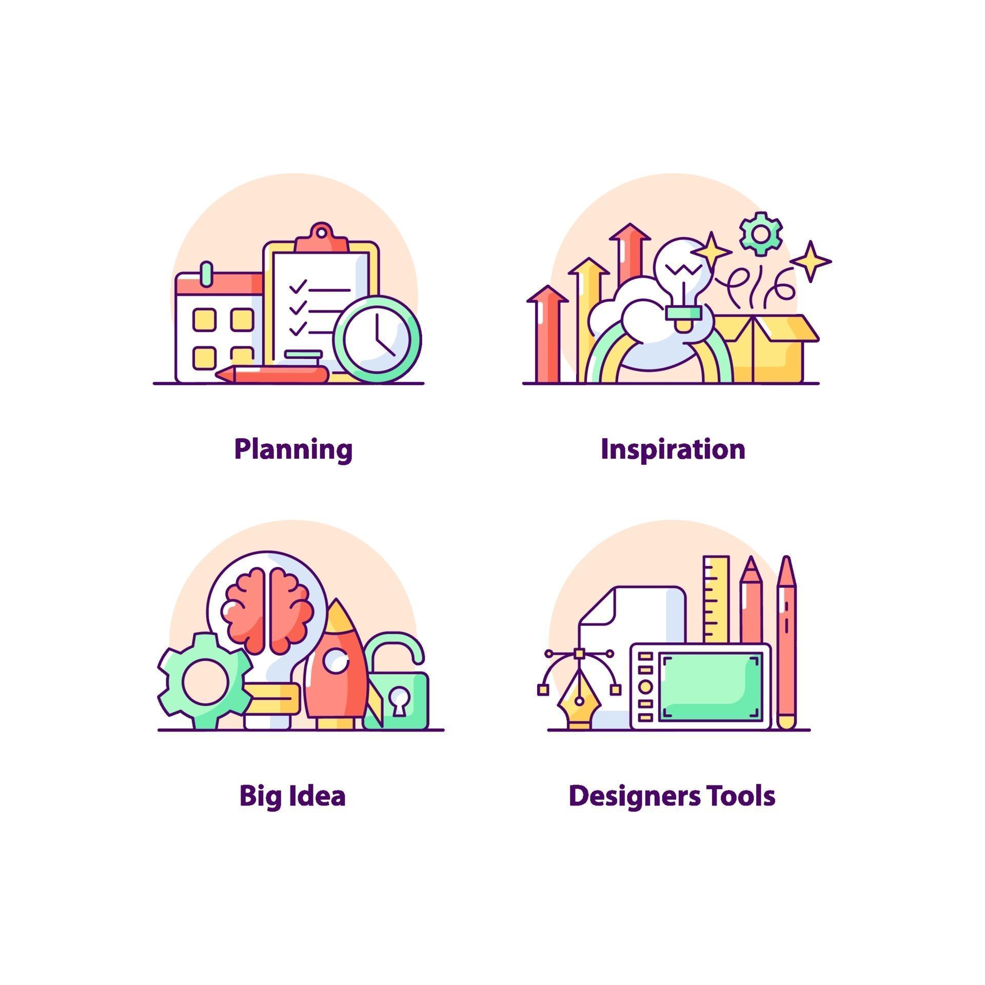 Business solutions creative UI concept icon set 2128537 Vector Art at ...