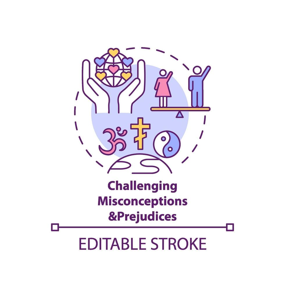 Challenging misconceptions and prejudices concept icon 2128565 Vector ...