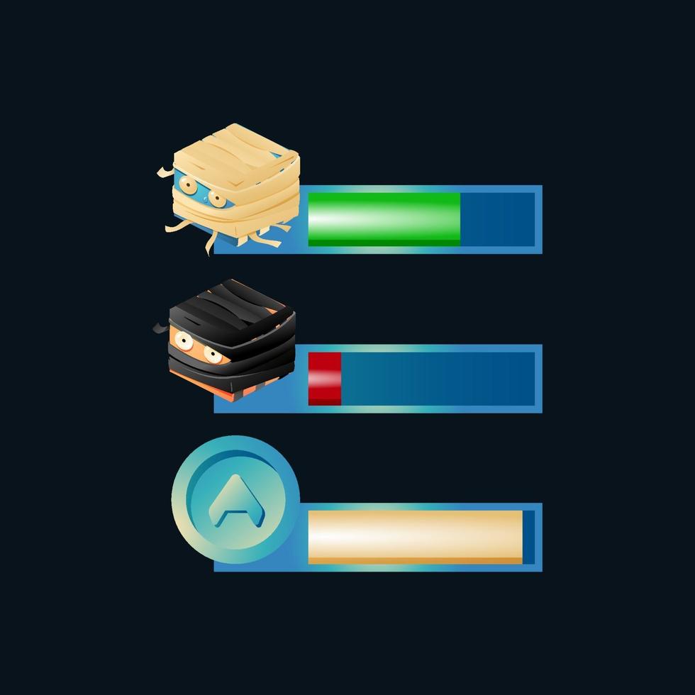 Fantasy game ui health bar and coins bar for 2d games vector ...