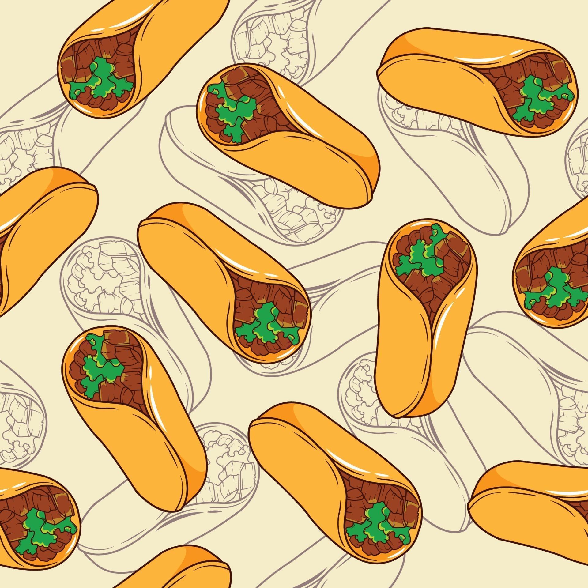 Burritos Seamless Pattern 2129621 Vector Art at Vecteezy