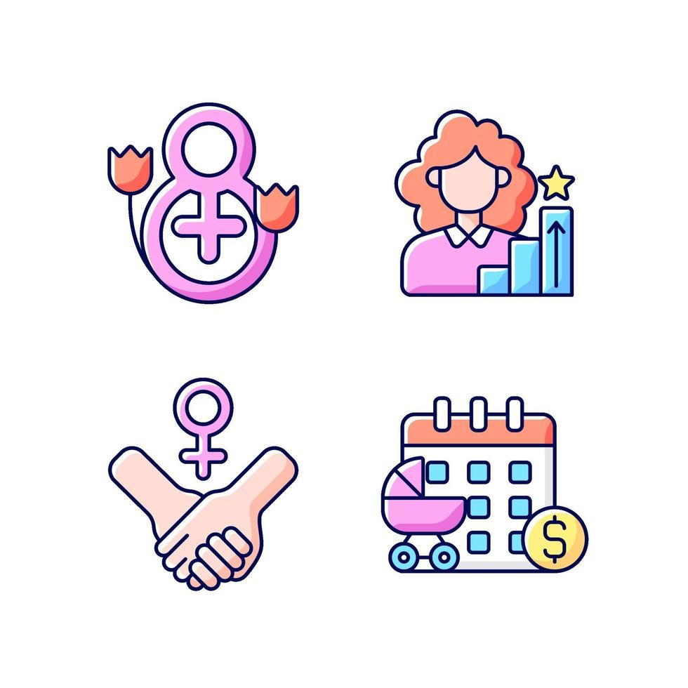 Feminism Rgb Color Icons Set 2129644 Vector Art At Vecteezy