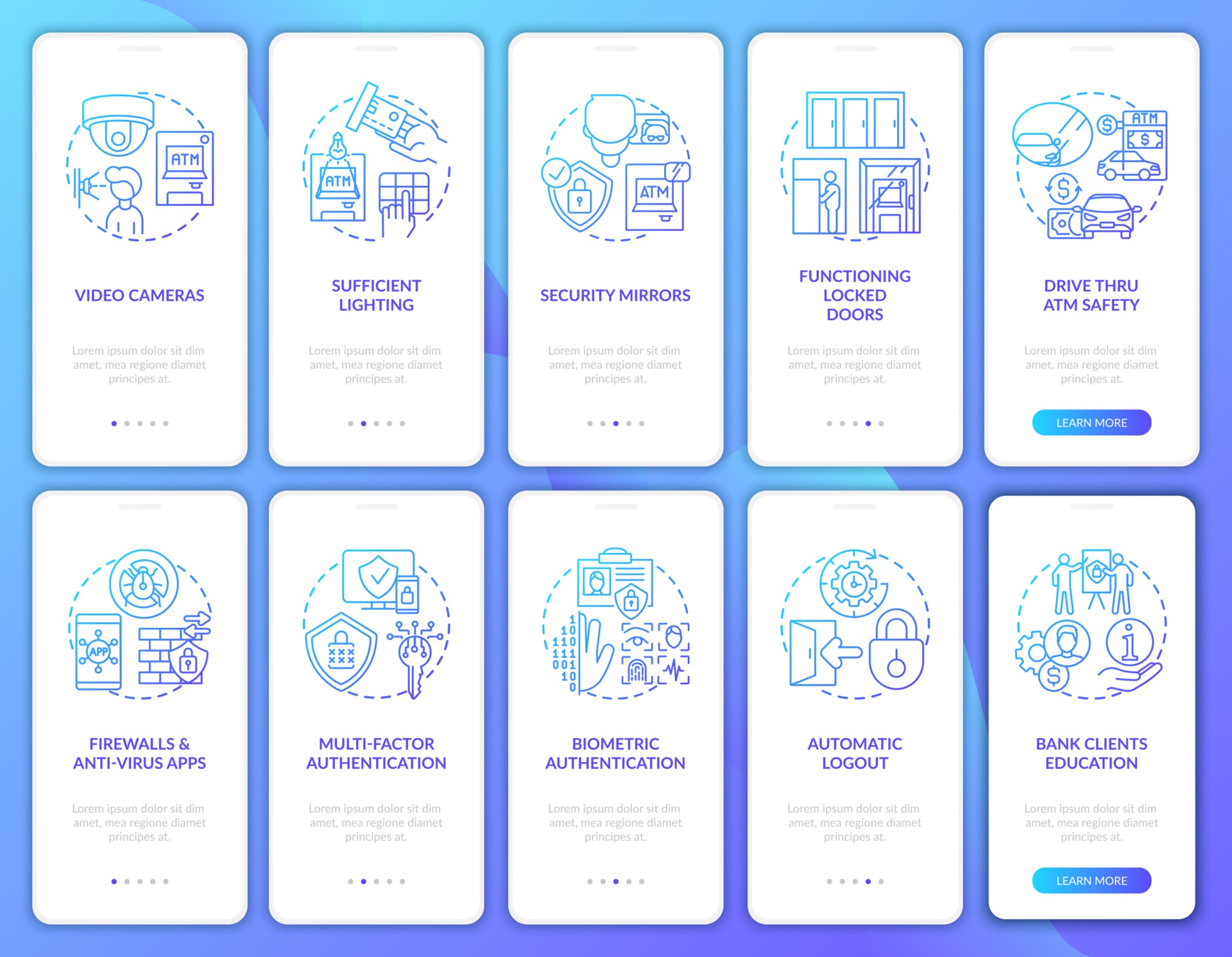 Banking Security Onboarding Mobile App Page Screen With Concepts Set 2130168 Vector Art At Vecteezy