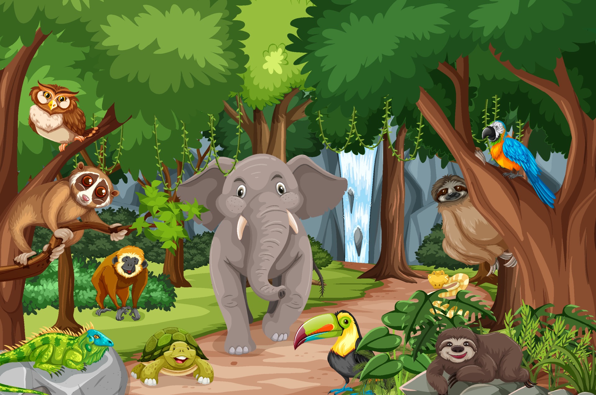 Wild animal cartoon character in the forest scene 2131367 Vector Art at ... Wild animal cartoon character in the forest scene 2131367 Vector Art at ...