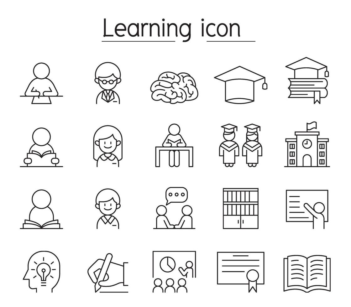 Learning and Education icon set in thin line style 2135295 Vector Art ...