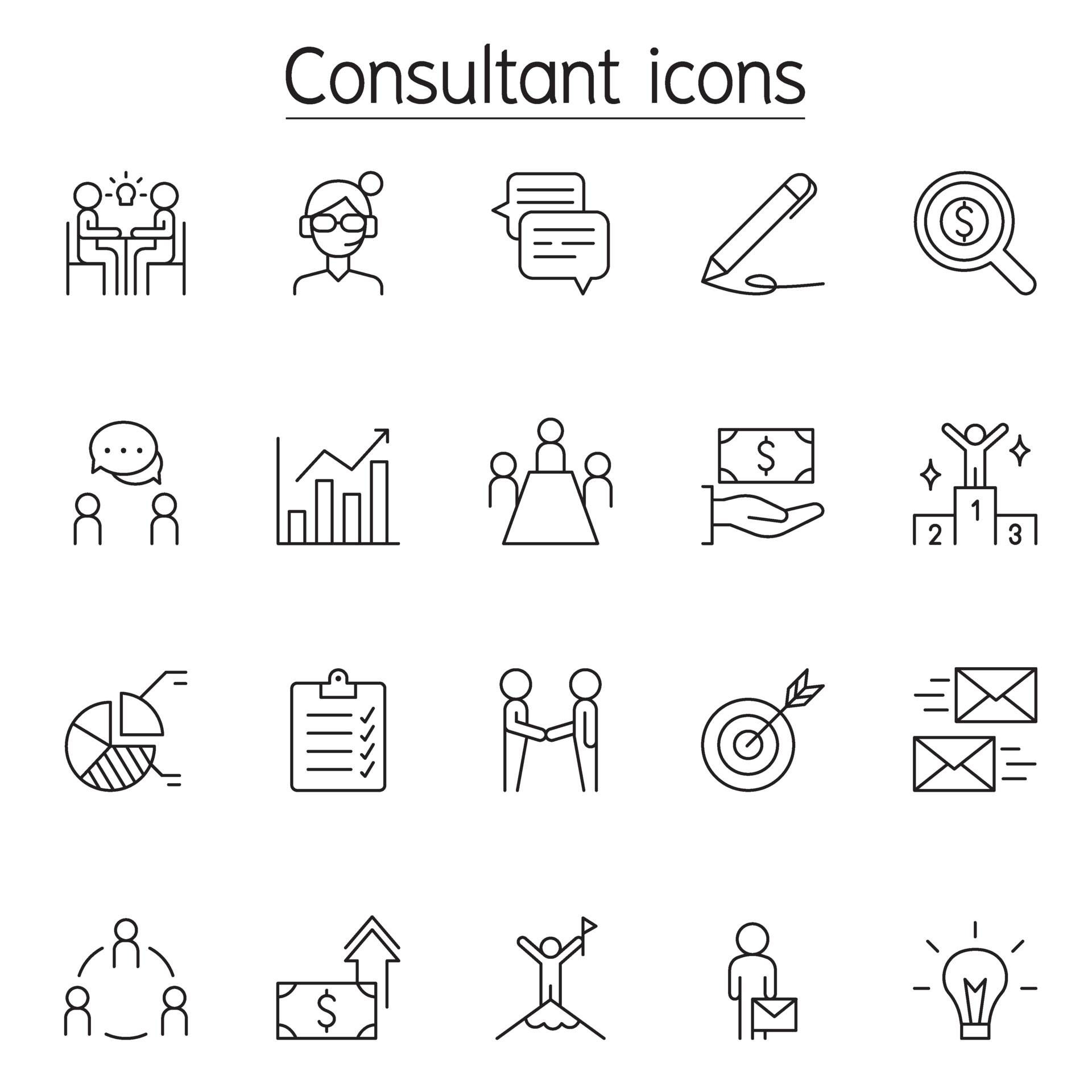 Business consulting icon set in thin line style 2135463 Vector Art at ... Business consulting icon set in thin line style 2135463 Vector Art at ...