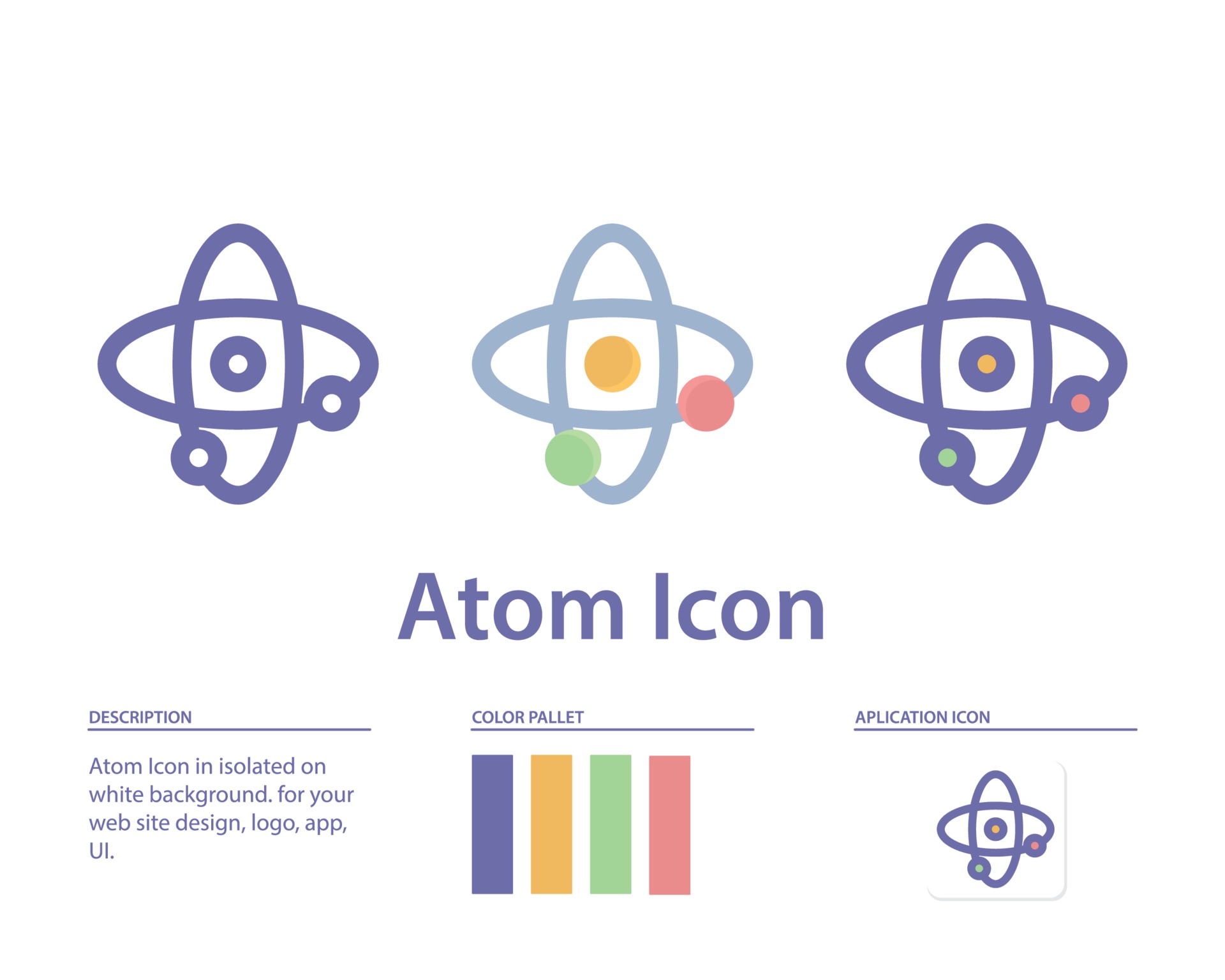 atom icon in isolated on white background. for your web site design ...