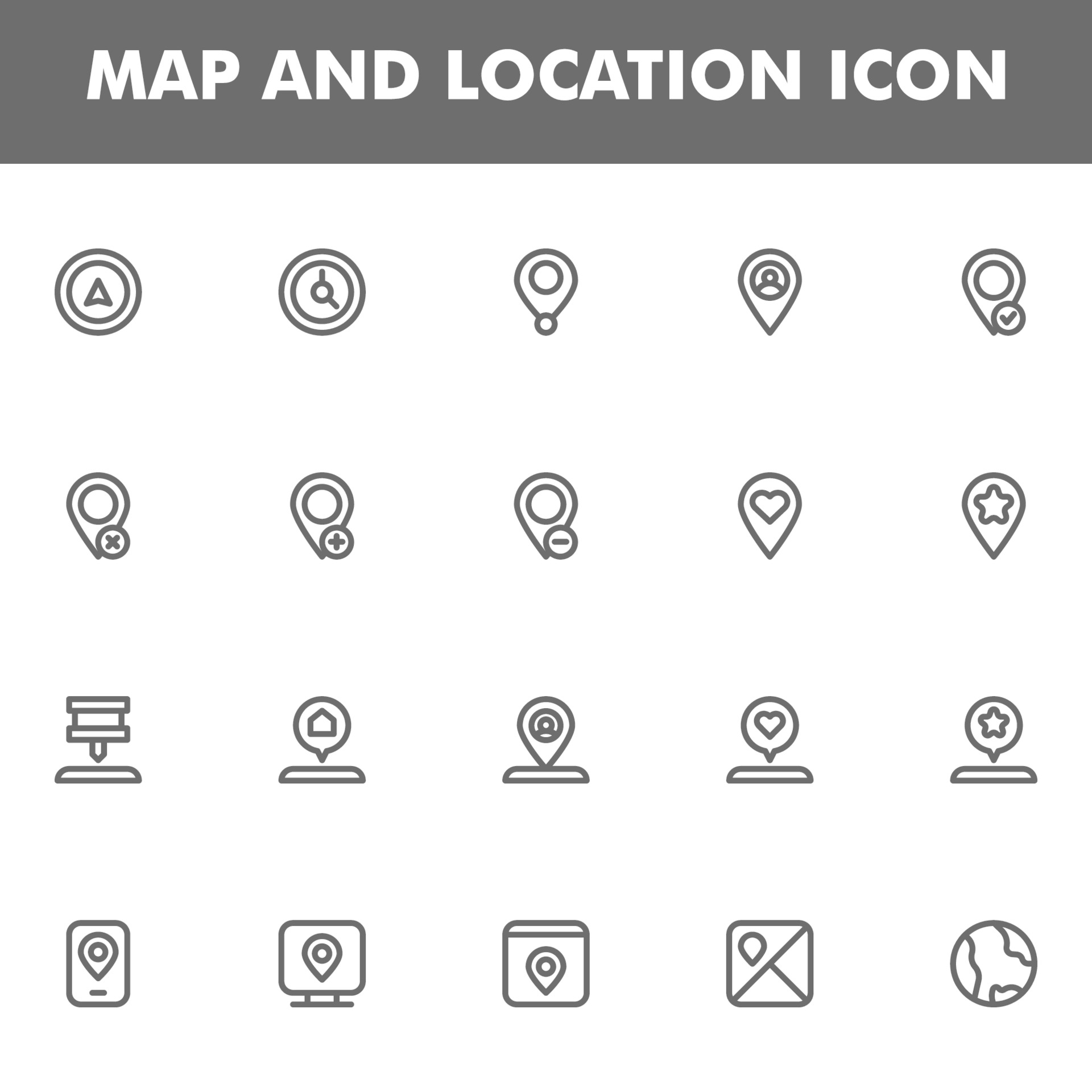 Map and location icon pack isolated on white background. for your web ...