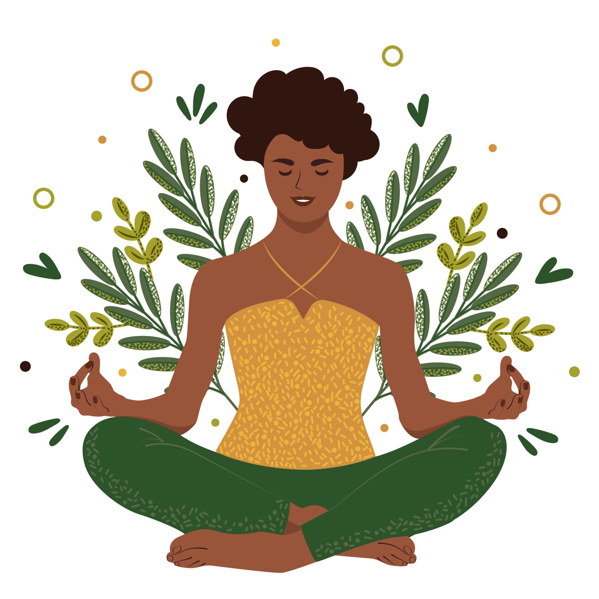 African American Woman Sitting In Lotus Position The Girl Practices