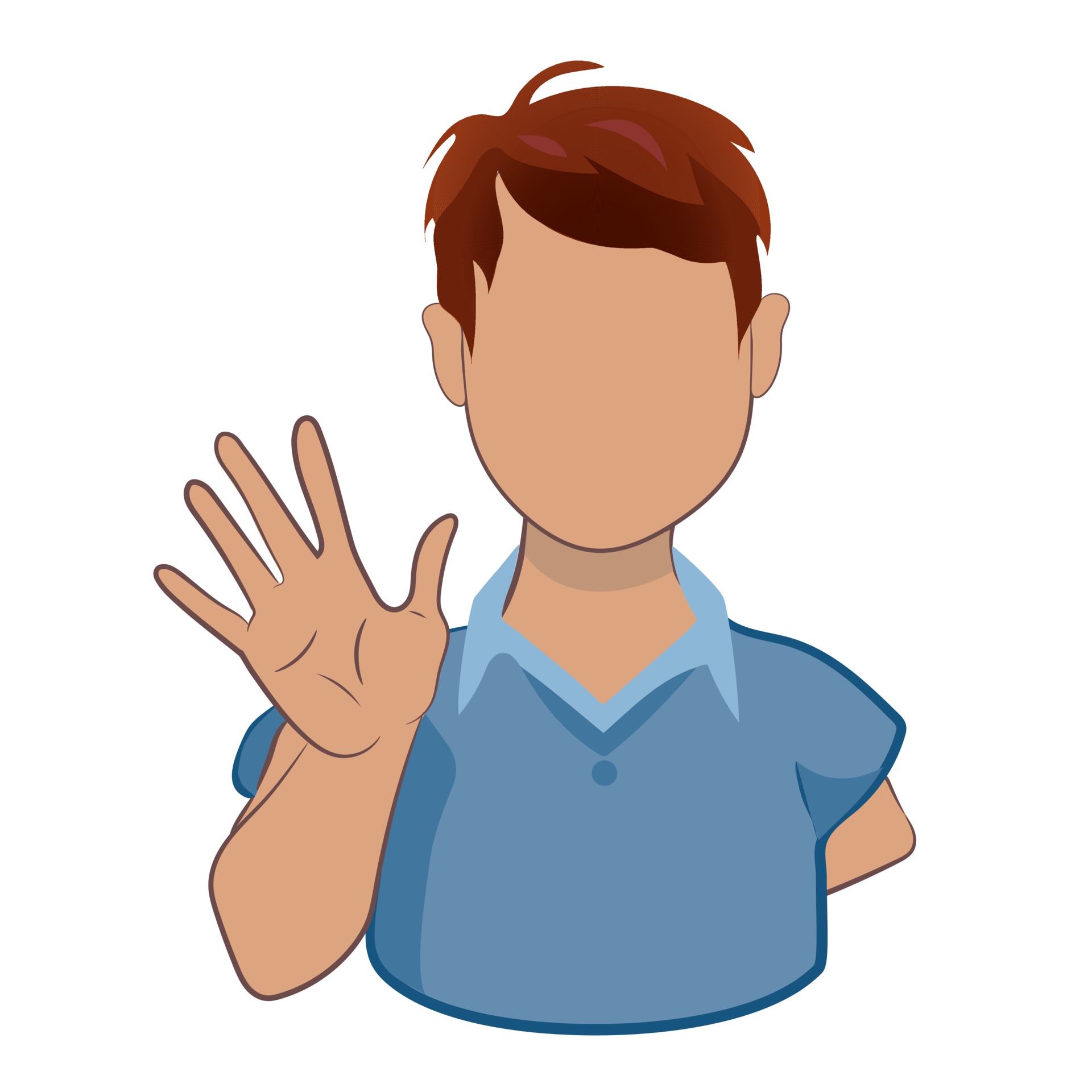 Cartoon Clipart Of A Black And White Happy Man Waving