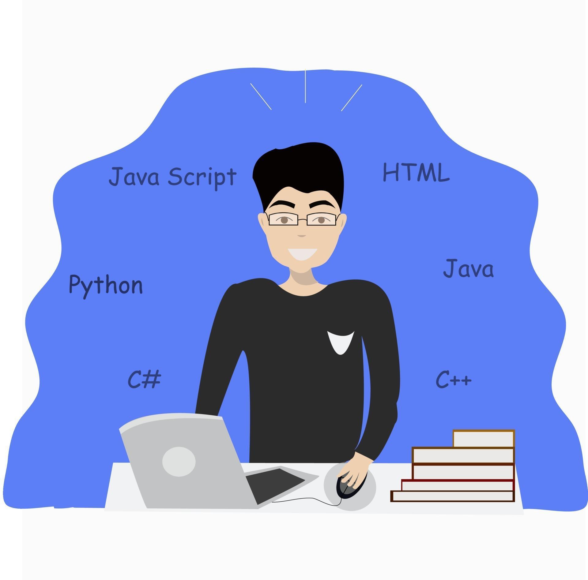 Man with computer 2145225 Vector Art at Vecteezy