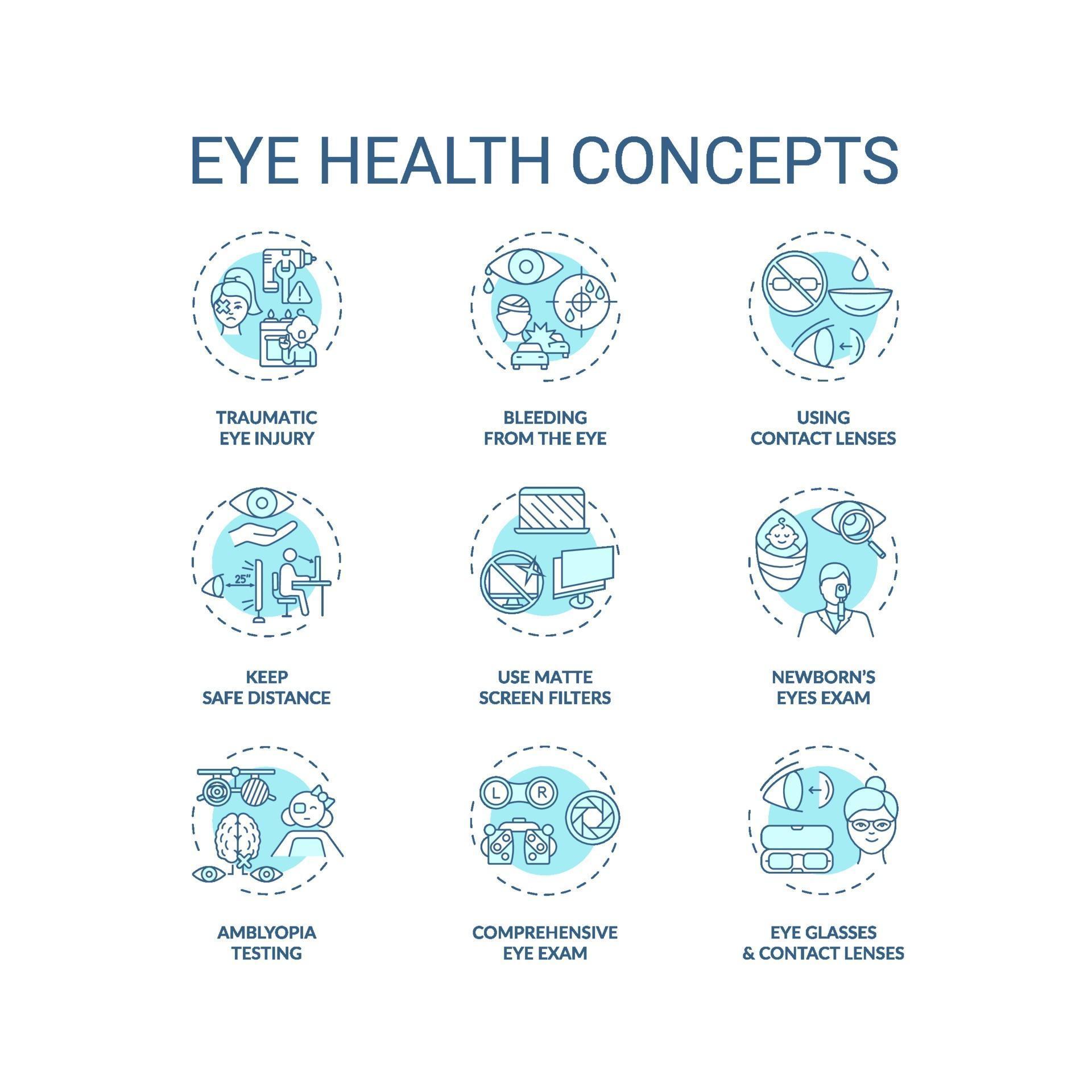Eye health concept icons set 2146262 Vector Art at Vecteezy Eye health concept icons set 2146262 Vector Art at Vecteezy