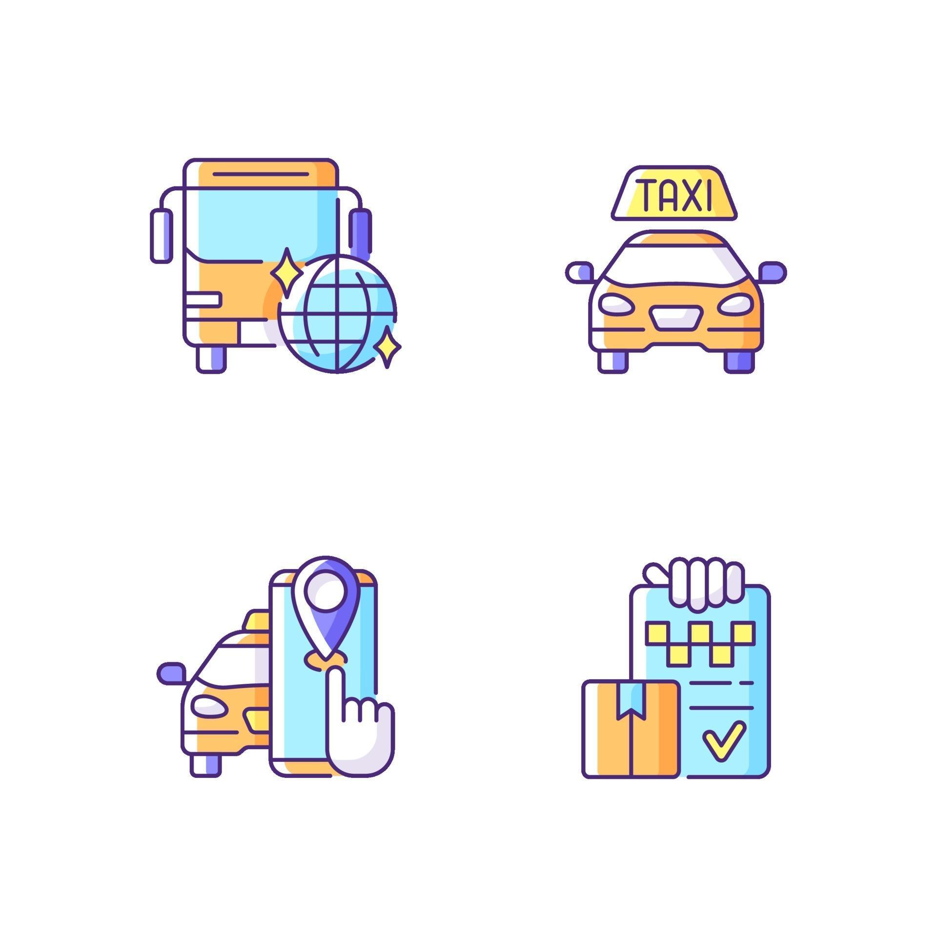 Taxi service RGB color icons set 2146358 Vector Art at Vecteezy Taxi service RGB color icons set 2146358 Vector Art at Vecteezy
