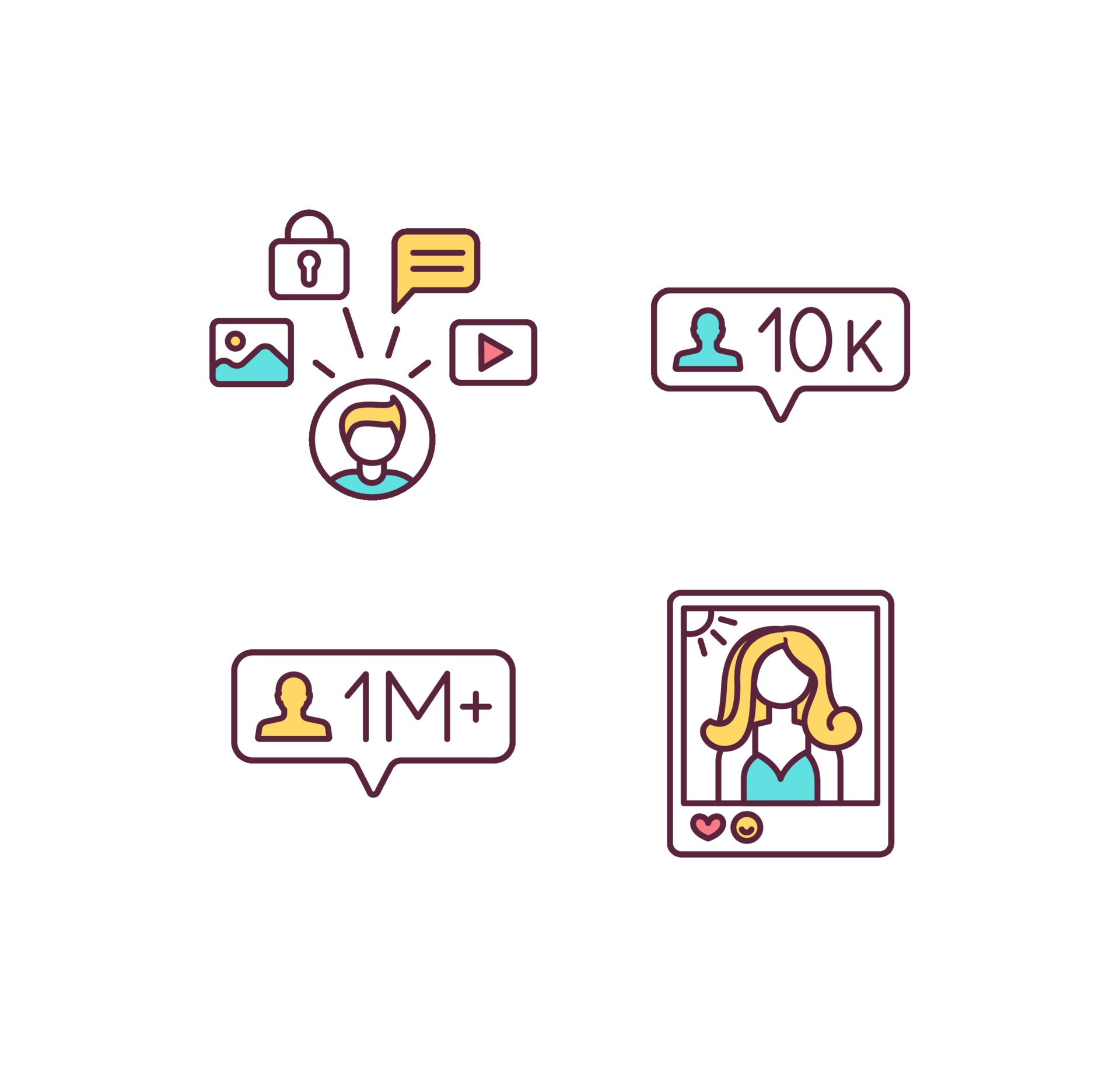 Influencer marketing RGB color icons set 2151909 Vector Art at Vecteezy Influencer marketing RGB color icons set 2151909 Vector Art at Vecteezy