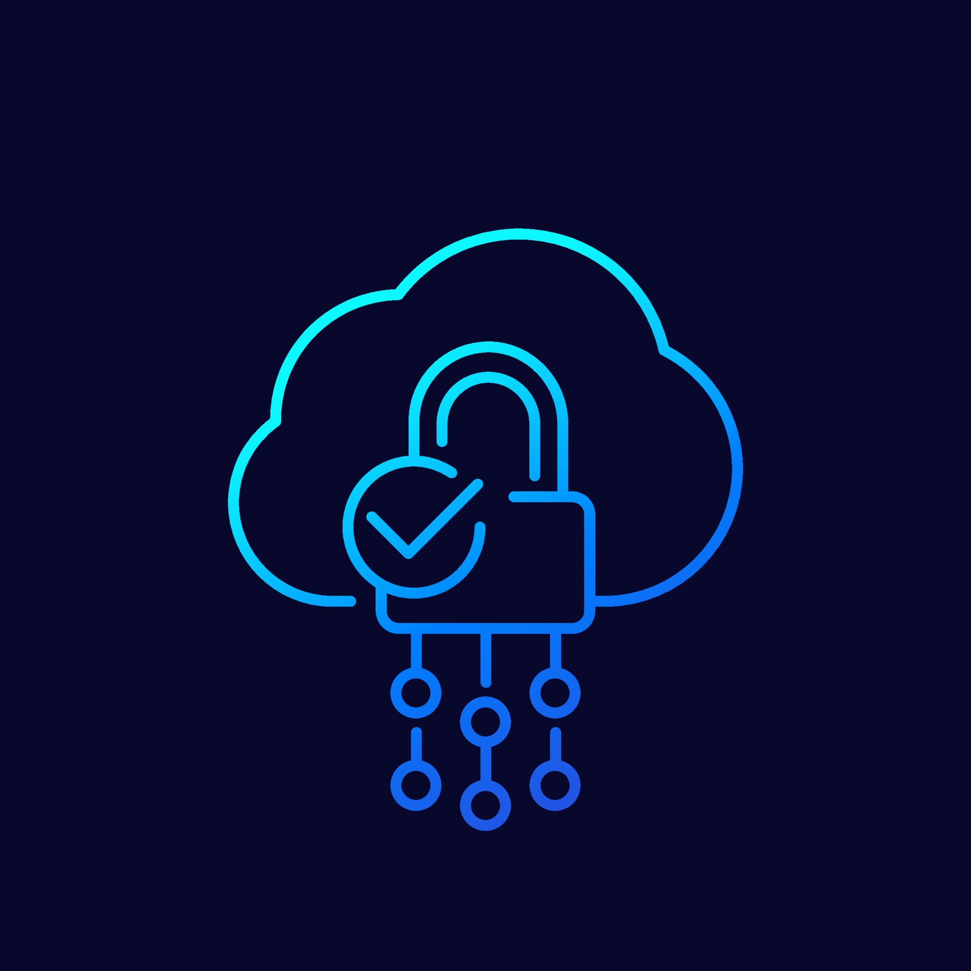 Secure Cloud Access Protected Hosting Thin Line Icon 2152272 Vector