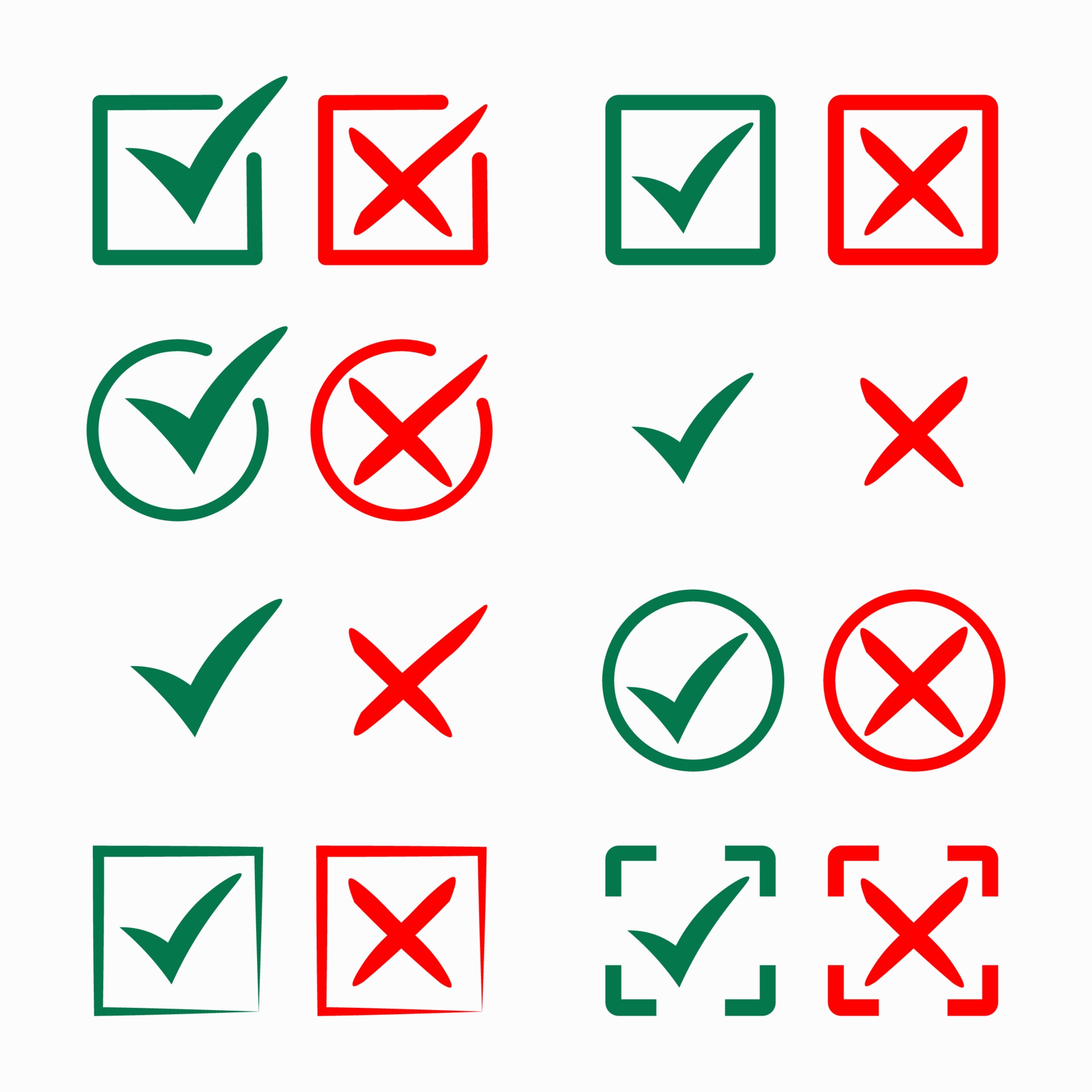 Green Checkmark Red X Green Checkmark Red X