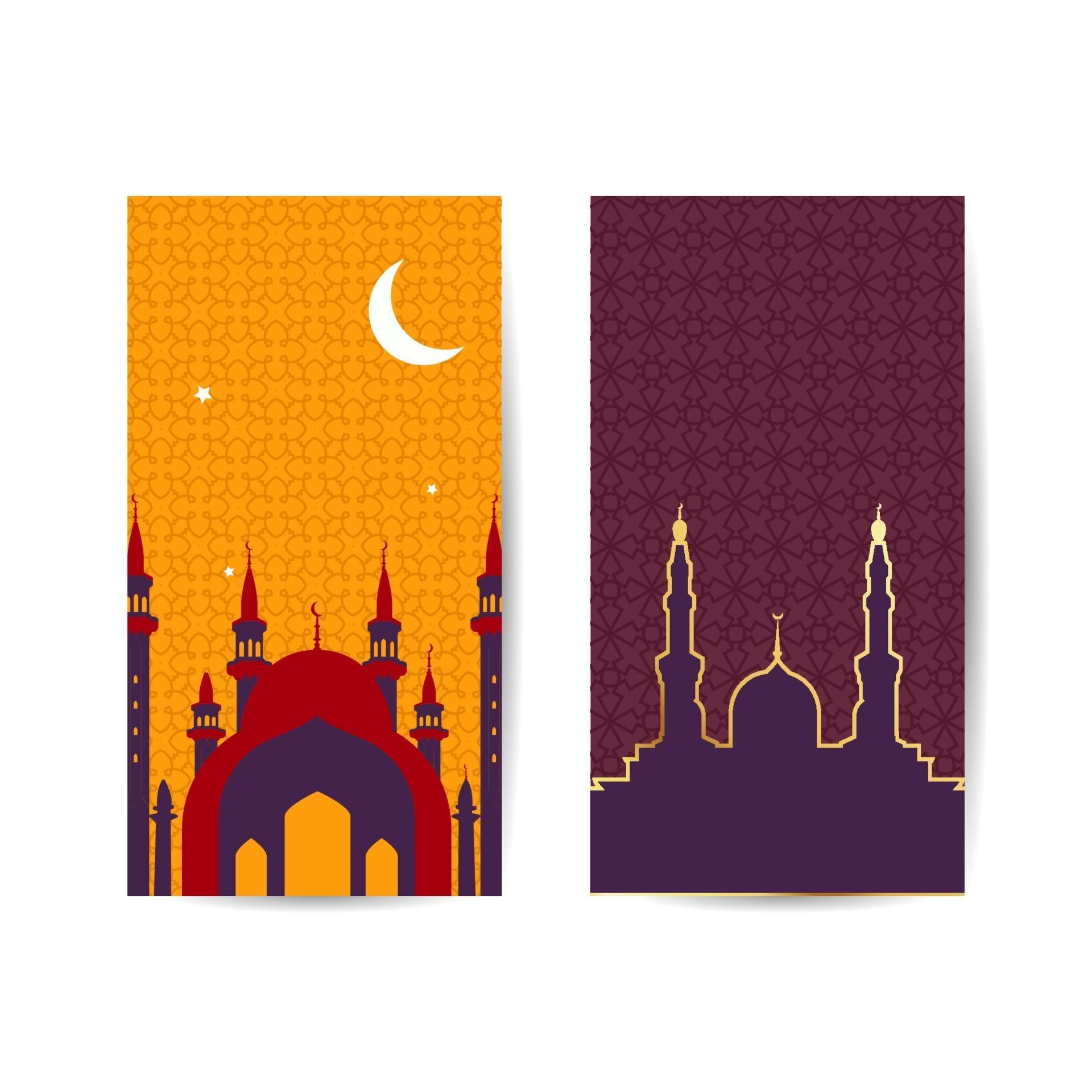 Conjunto De Banner De Ramadán Kareem Colorido Banner De Celebración De