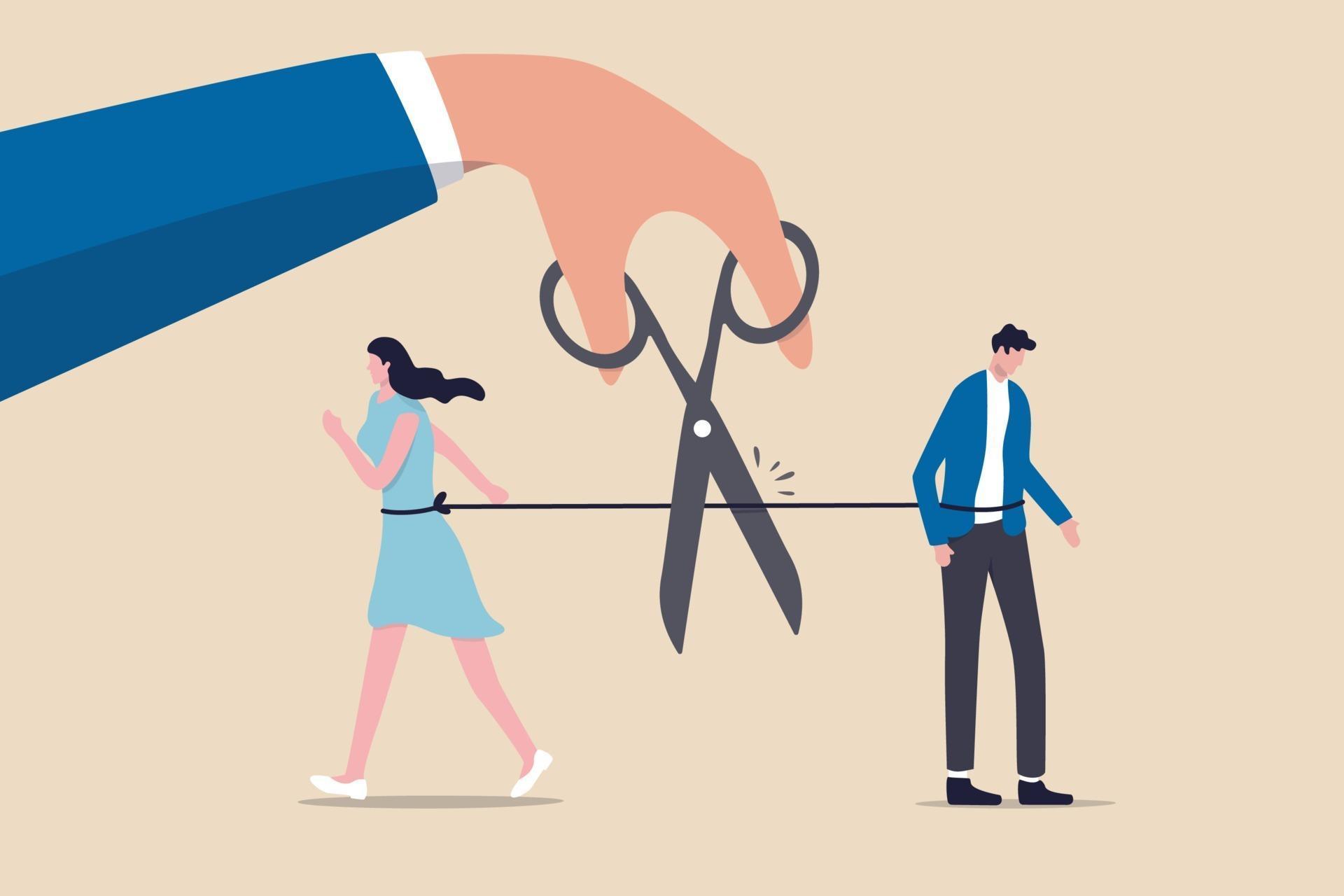 Divorced Couple Separation Of Broken Marriage End Of Relationship