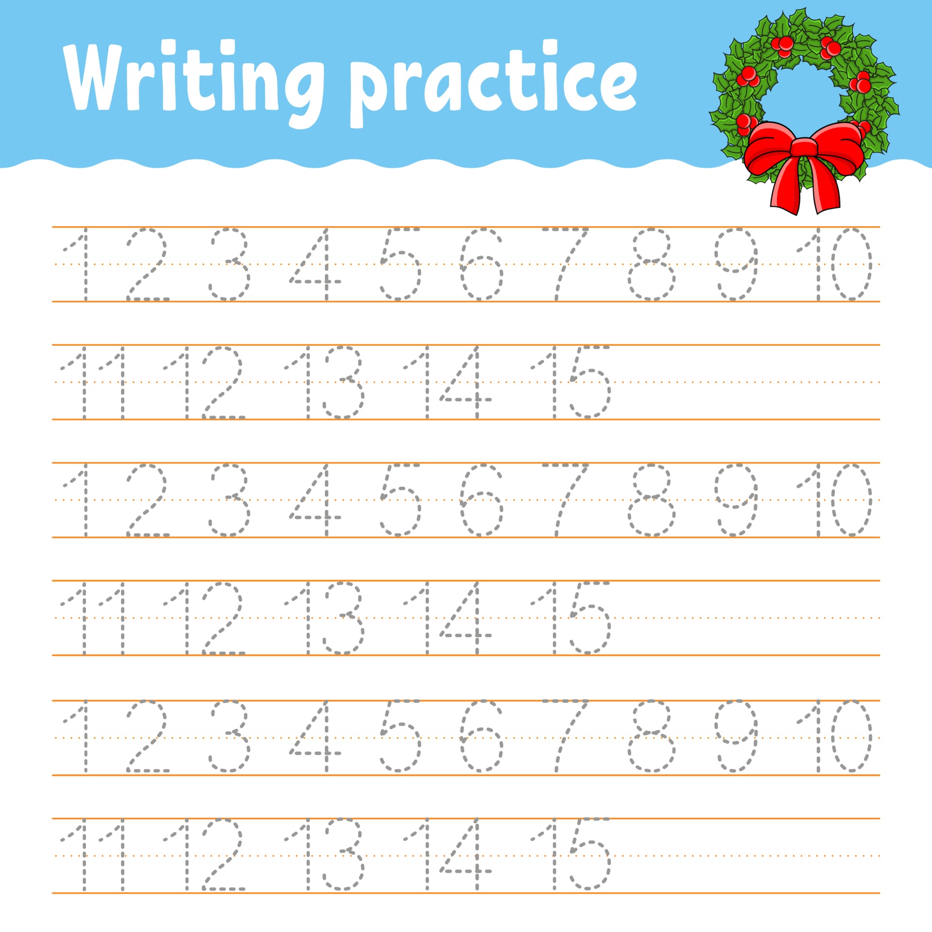 Learn Numbers. Trace and write. Winter theme. Handwriting practice ...