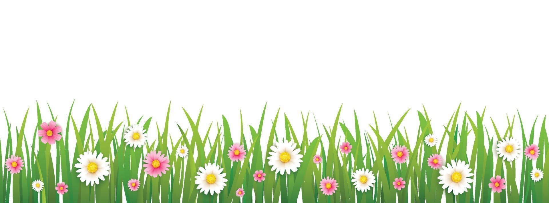 Hello Spring Flower With Grass Isolated Background 2169033 Vector Art At Vecteezy