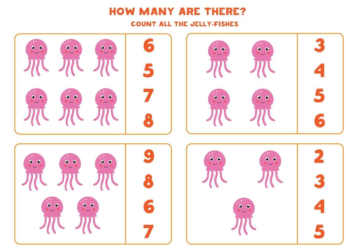 Counting math game with cute cartoon jelly fishes. 2170168 Vector Art ...