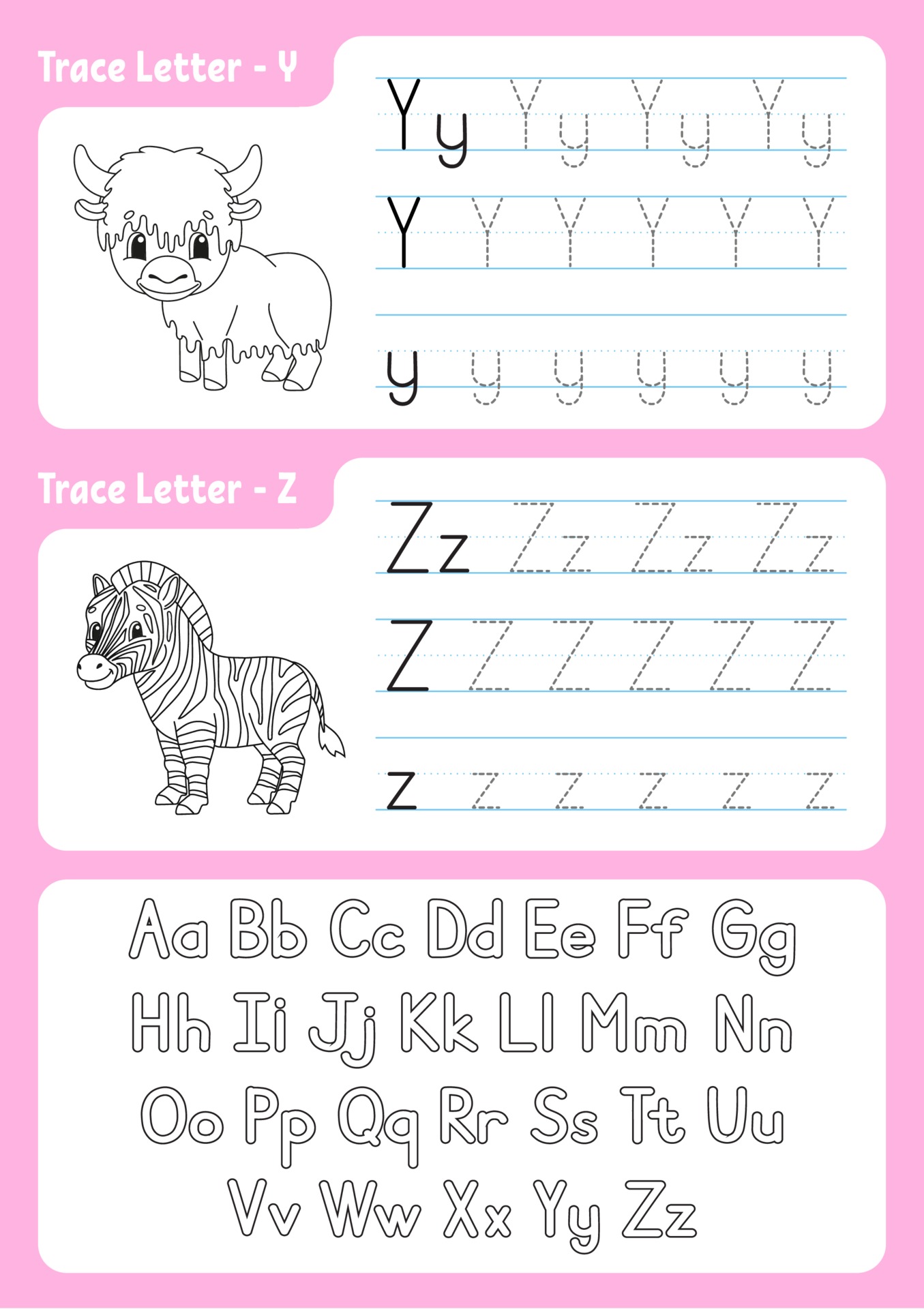 Writing letters y, z. Tracing page. Worksheet for kids. Practice sheet ... Writing letters y, z. Tracing page. Worksheet for kids. Practice sheet ...