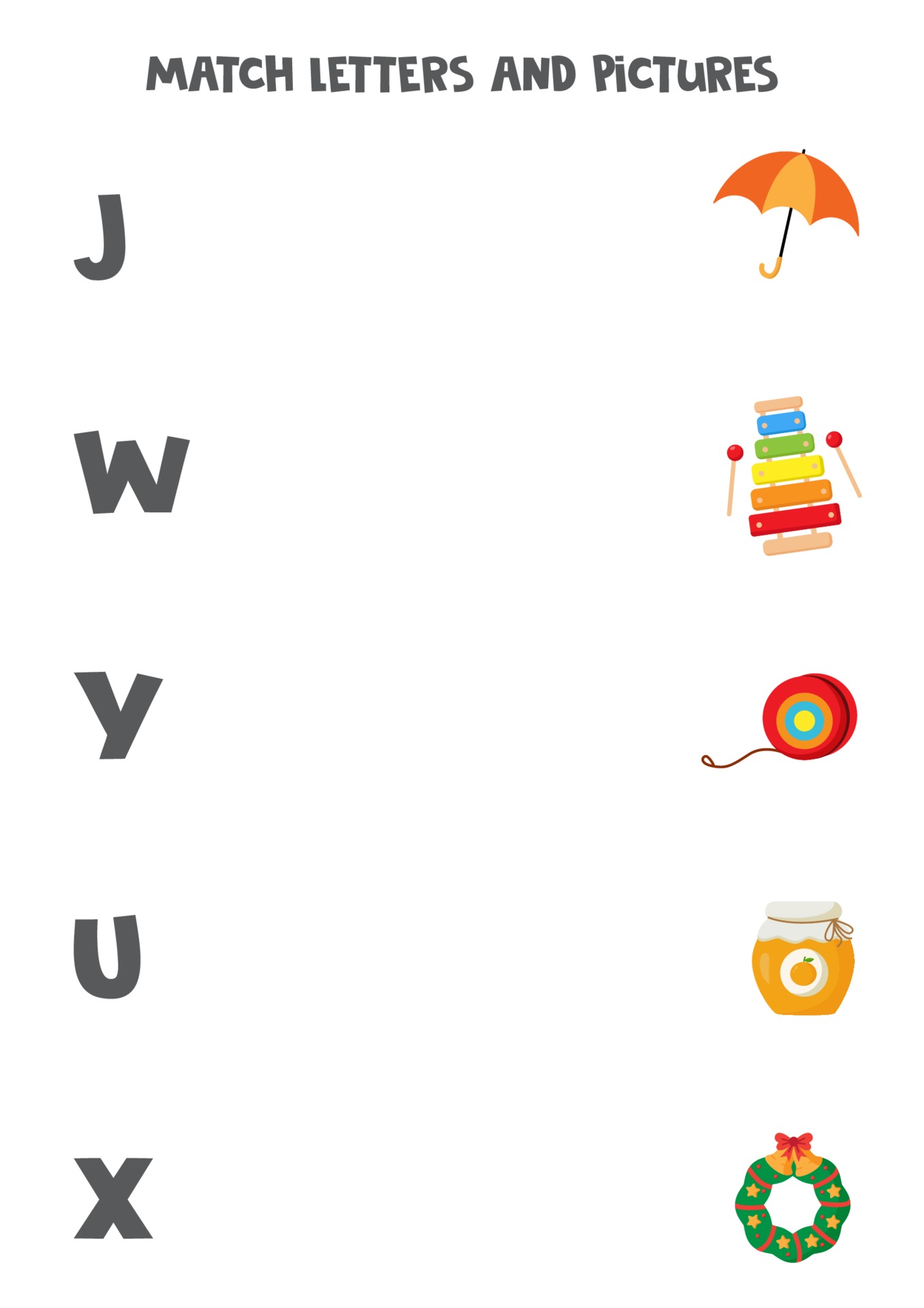 add Match different pictures with alphabet letters. Educational game ...