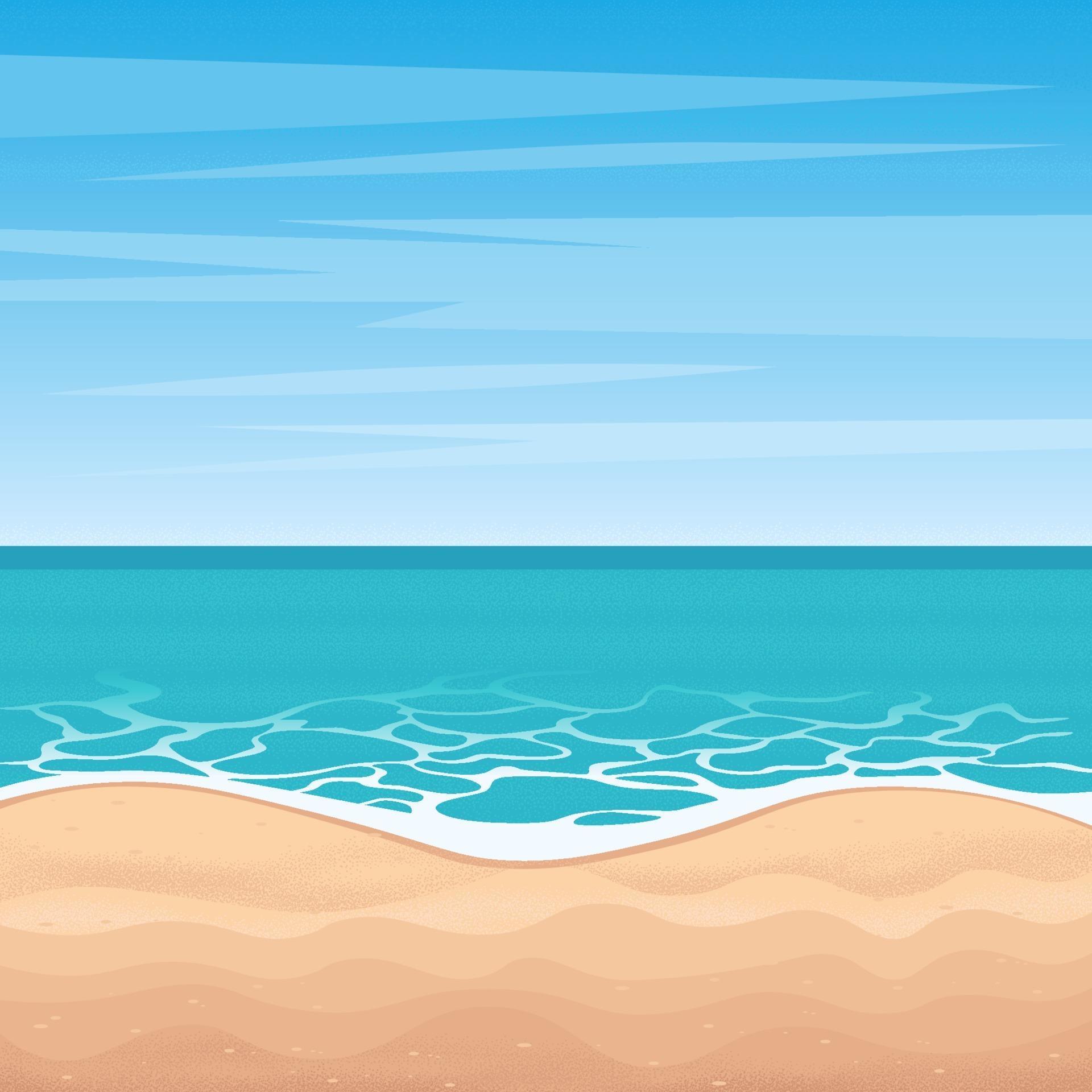 Beach Landscape Summer Background Vector Illustration In Flat Style