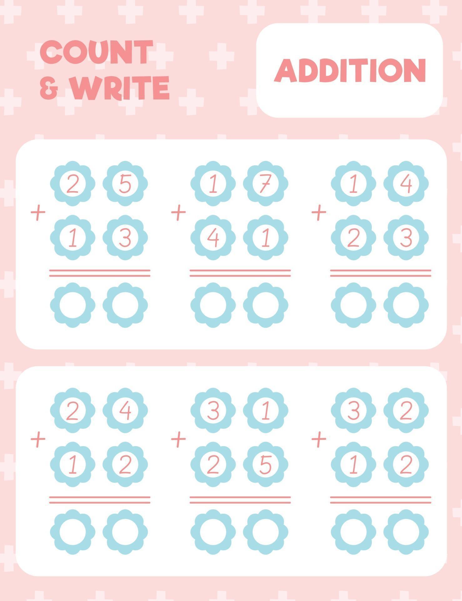 count and write, addition 2173864 Vector Art at Vecteezy