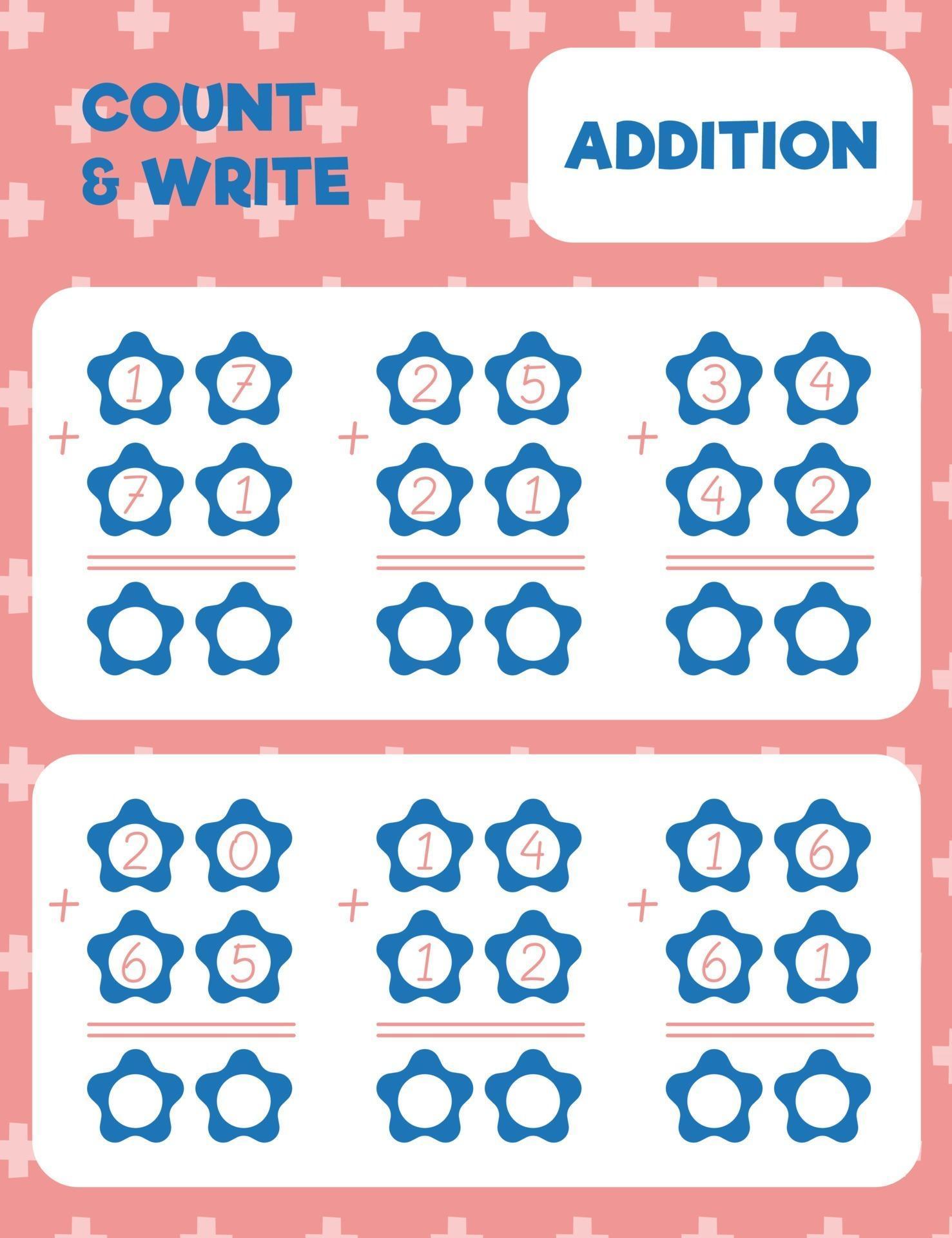 count and write, addition 2173868 Vector Art at Vecteezy