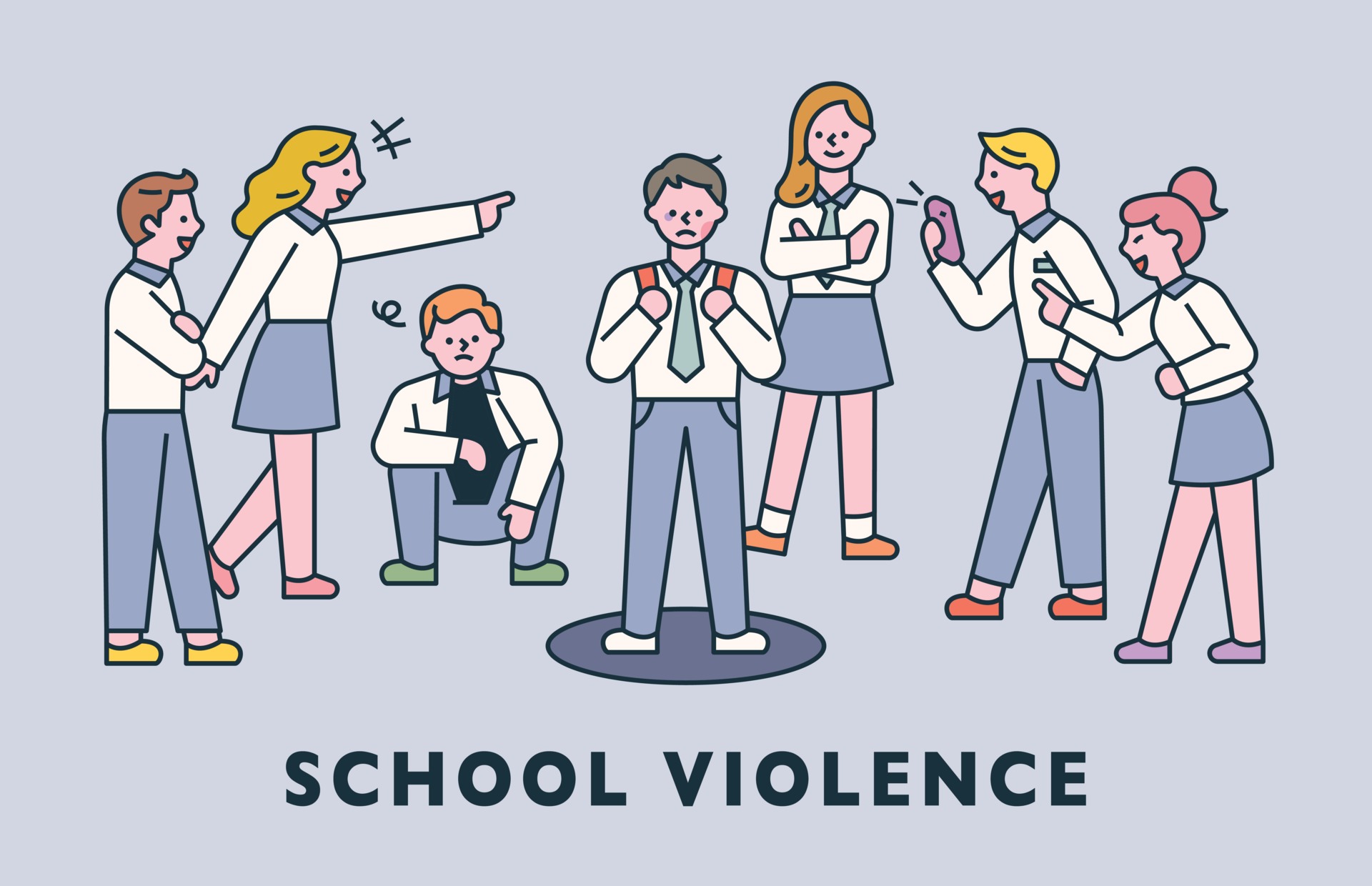School Violence Bad Students Are Harassing Another Student Flat Design Style Minimal Vector school-violence-bad-students-are-harassing-another-student-flat-design-style-minimal-vector