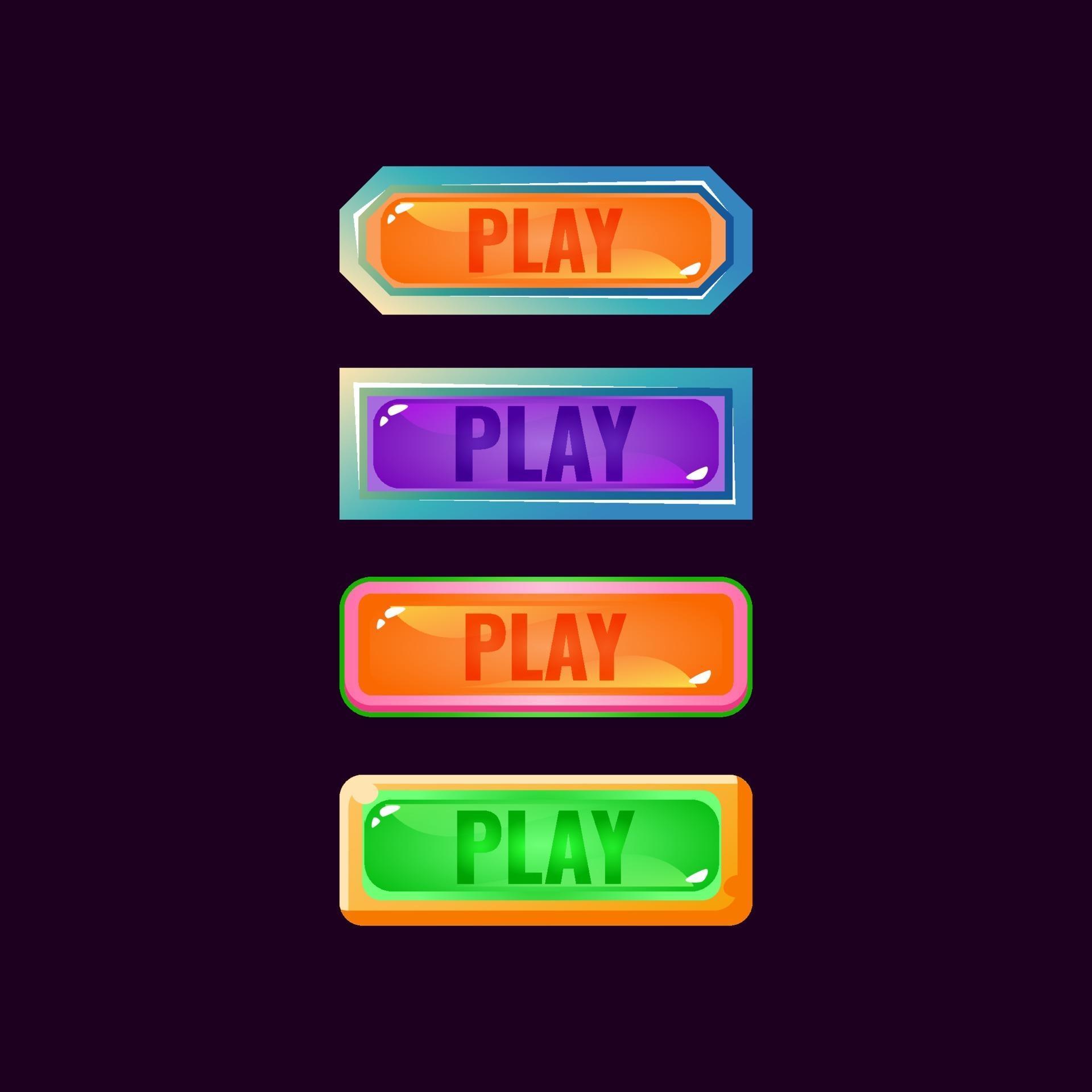 Basic set of game ui fantasy diamond and jelly colorful play buttons ...