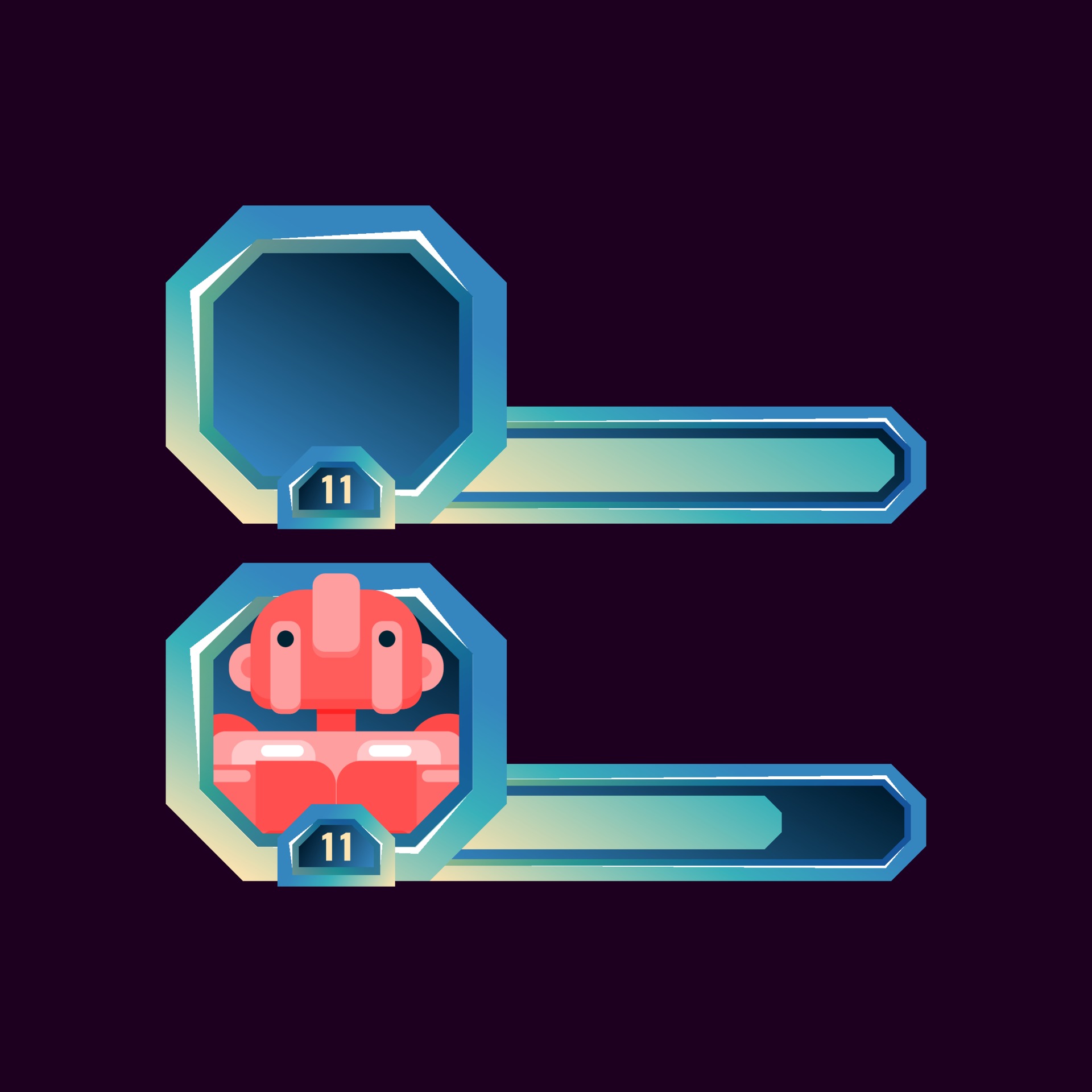 set of fantasy avatar frame with bar for gui asset elements vector ...