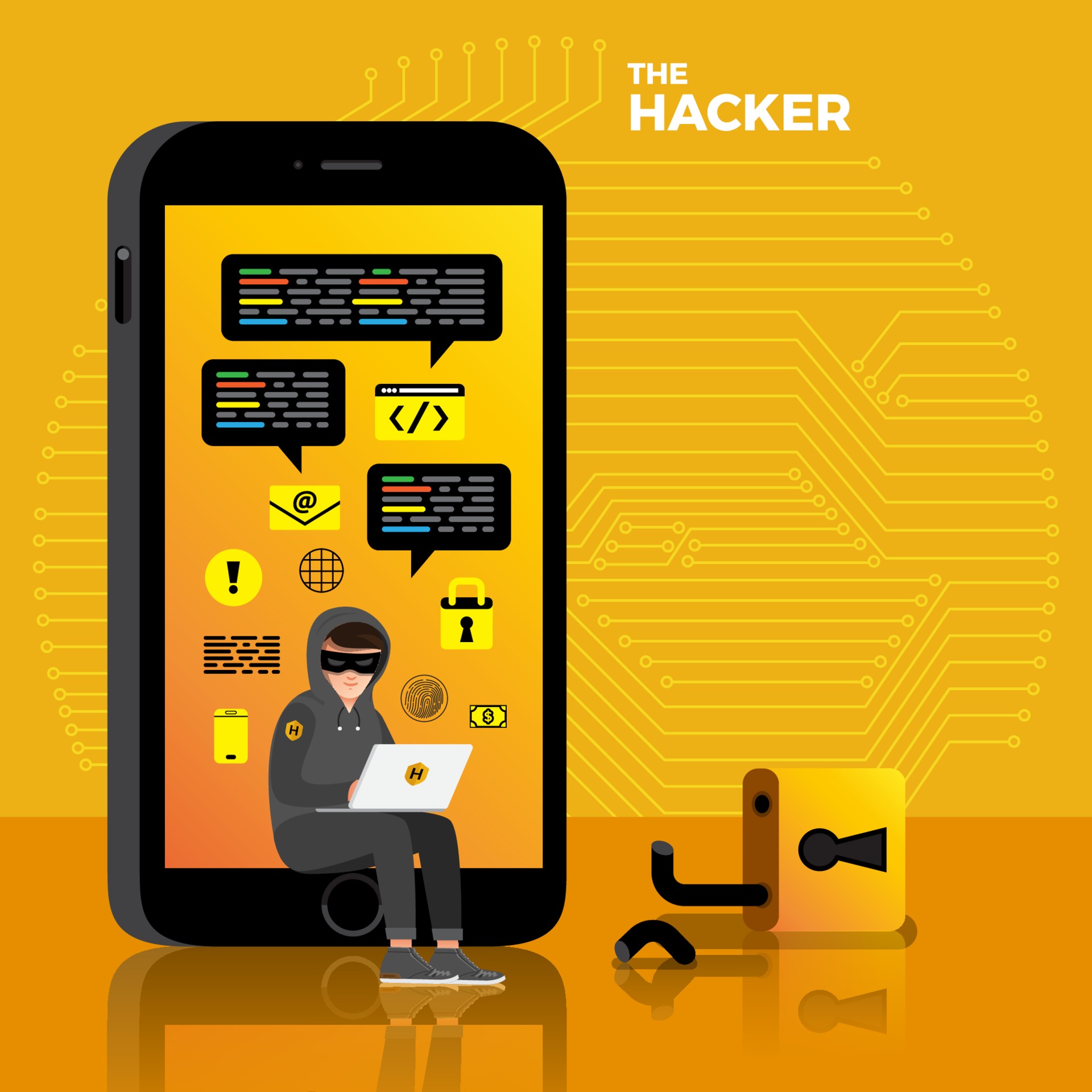 Cyber Hacker Stealing Data On Internet Device 2179080 Vector Art At