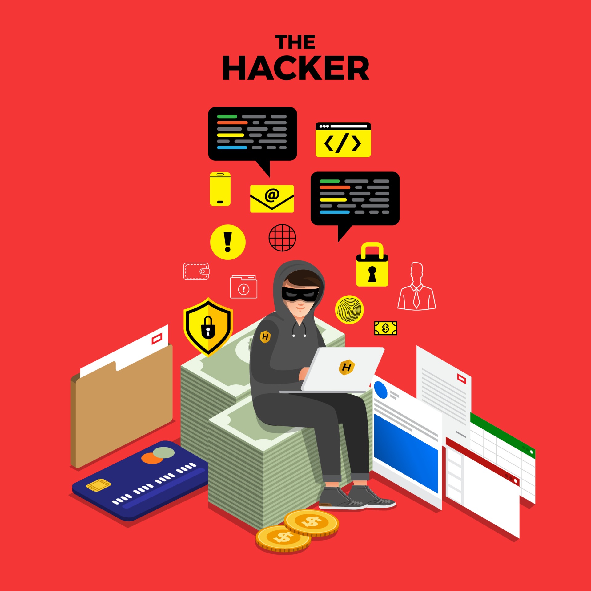 Cyber Hacker Stealing Data On Internet Device 2179087 Vector Art At
